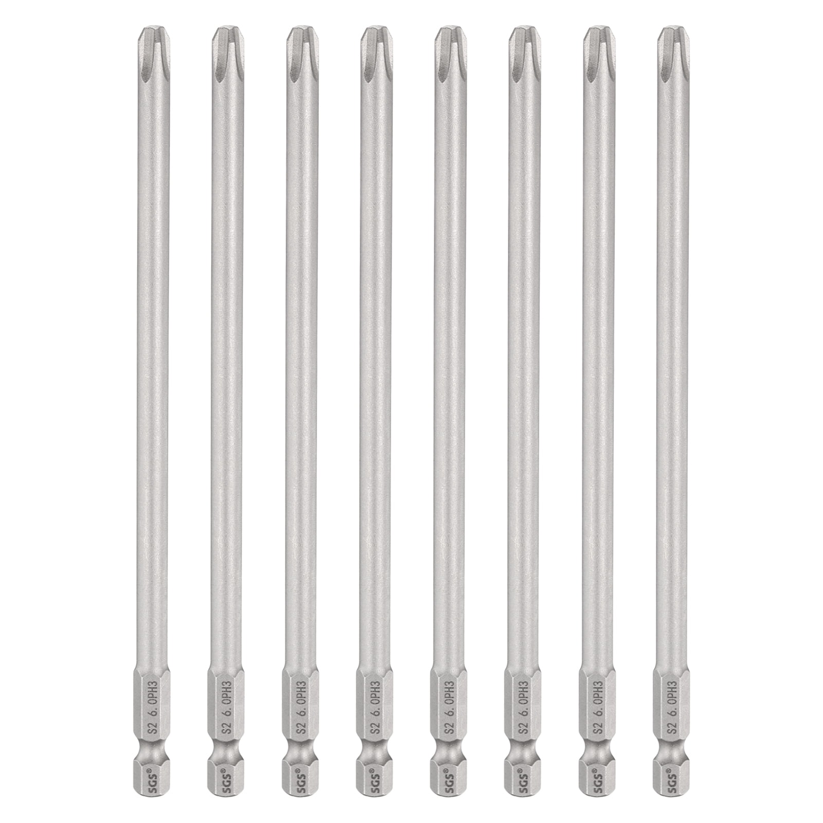 Uxcell 8pcs #3 Phillips Screwdriver Bit PH3 1/4" Hex Shank 6" (150mm ...