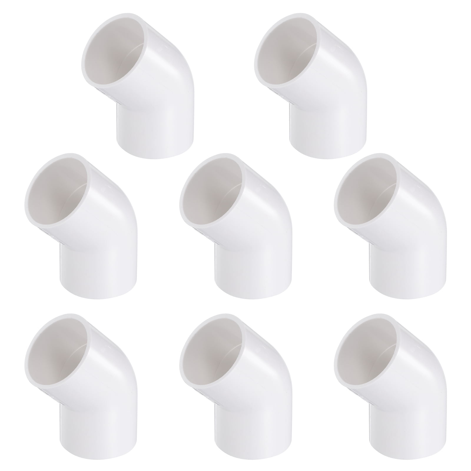 Uxcell 8pcs 45 Degree Elbow PVC Pipe Fittings 1 4/7" 2 Way Furniture ...