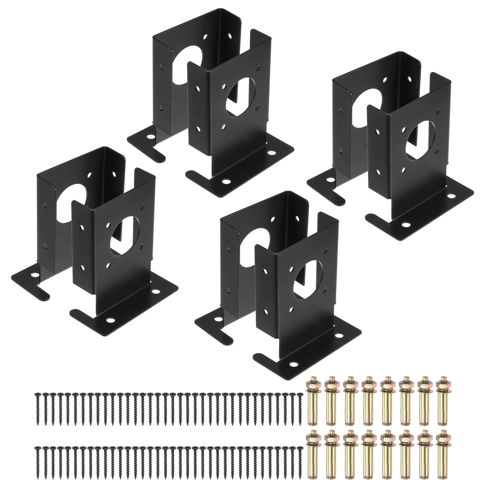 Uxcell 8pcs Adjustable Deck Post Base Brackets, 4"x4" Deck Post Base ...