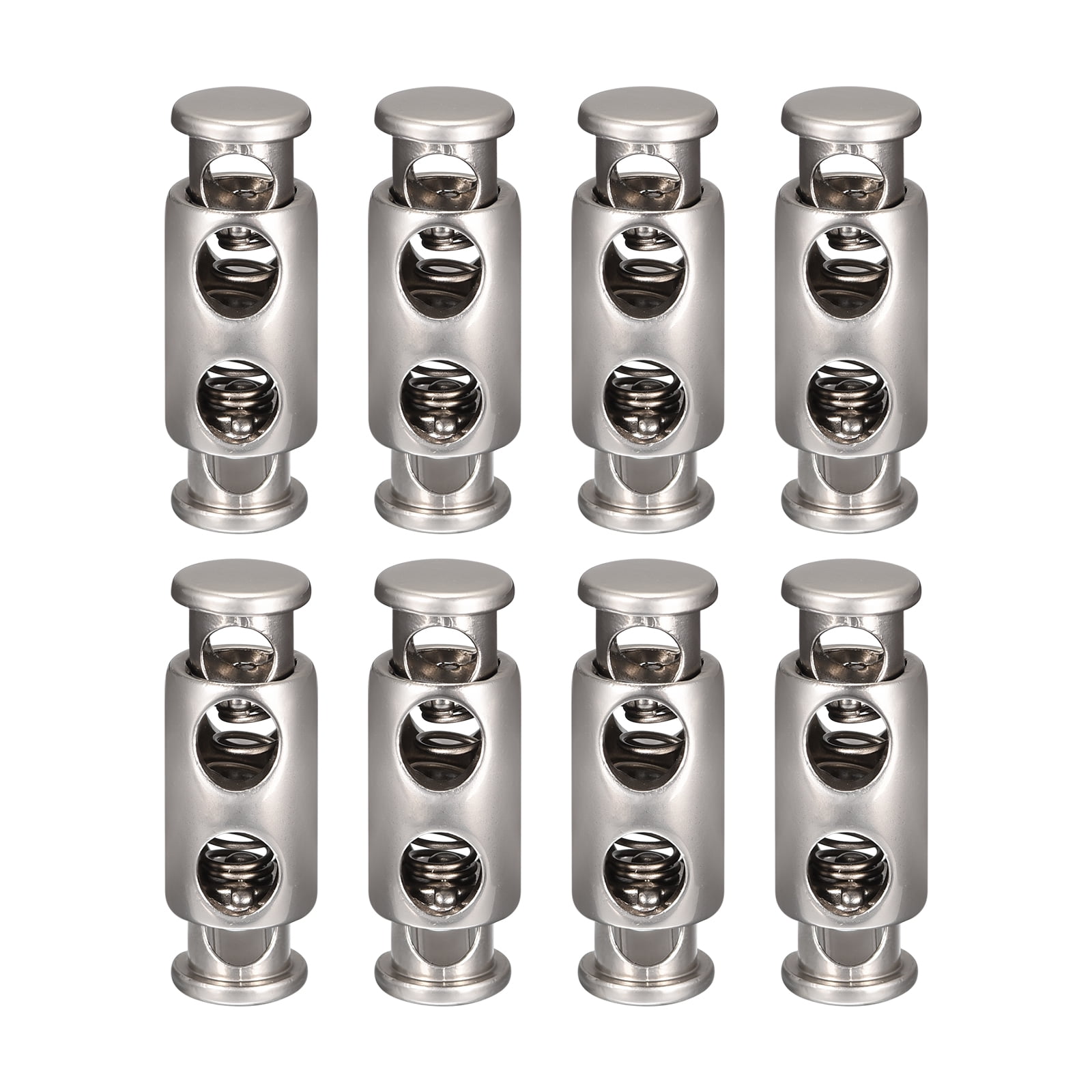 Uxcell 8pcs Double Hole Metal Cord Locks Spring Stop Toggle Stoppers ...