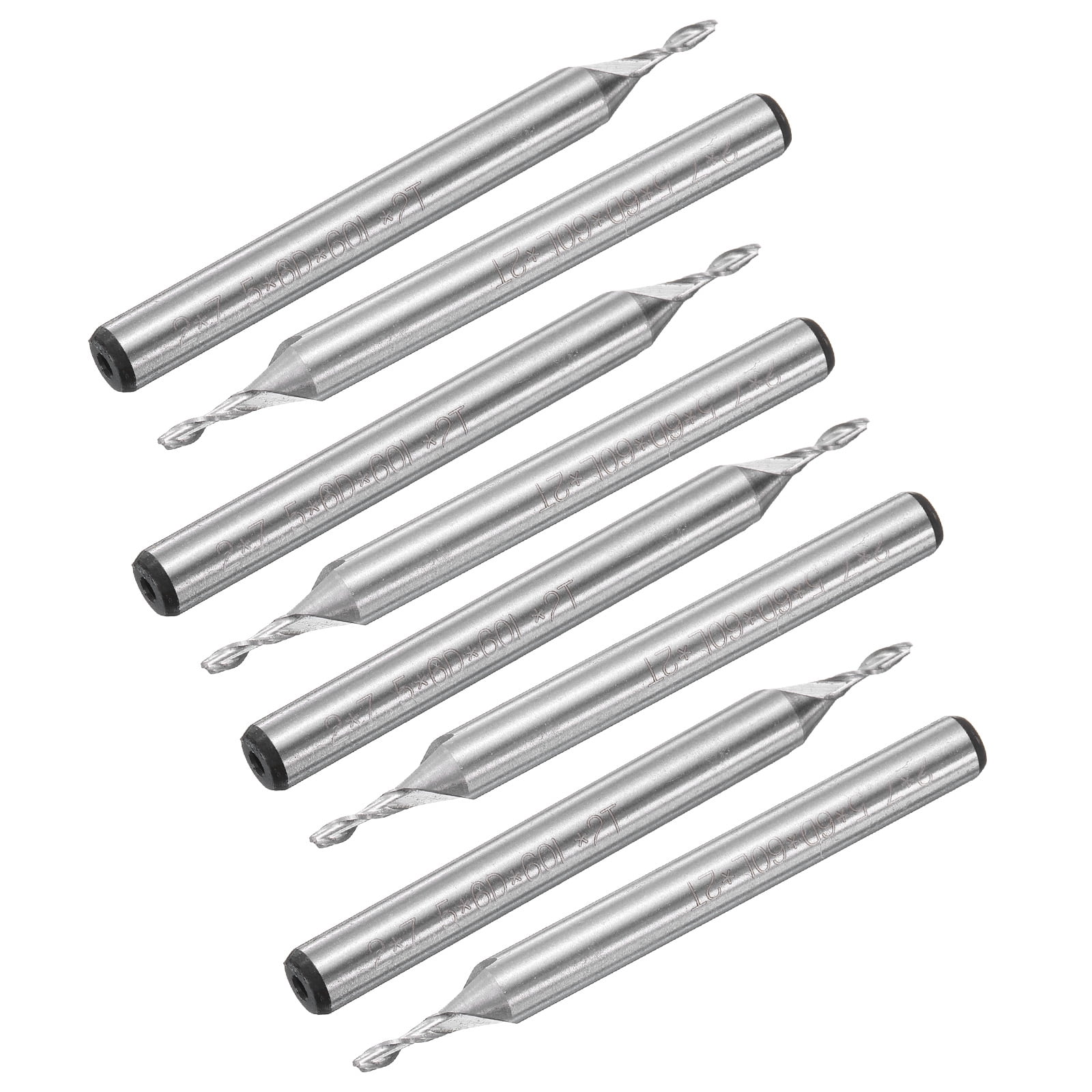 Uxcell 8Pcs HSS-AL 2mm Cutting Dia 6mm Shank 2 Flutes End Mill Milling ...