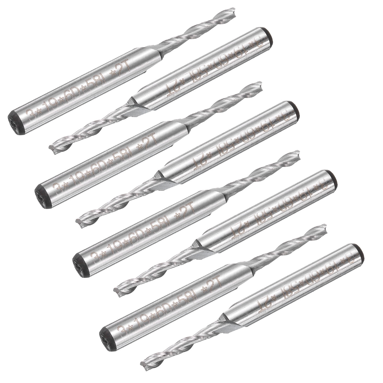 Uxcell 8pcs HSS-AL 3mm Cutting Dia 6mm Shank 2 Flutes End Mill Milling ...