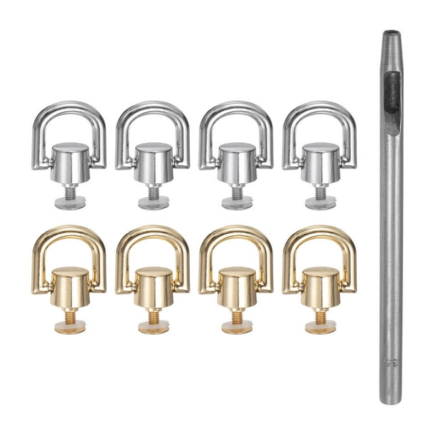 Uxcell 8pcs Metal Studs Rivets 8mm D-Ring Button Rivets with 3.5mm ...