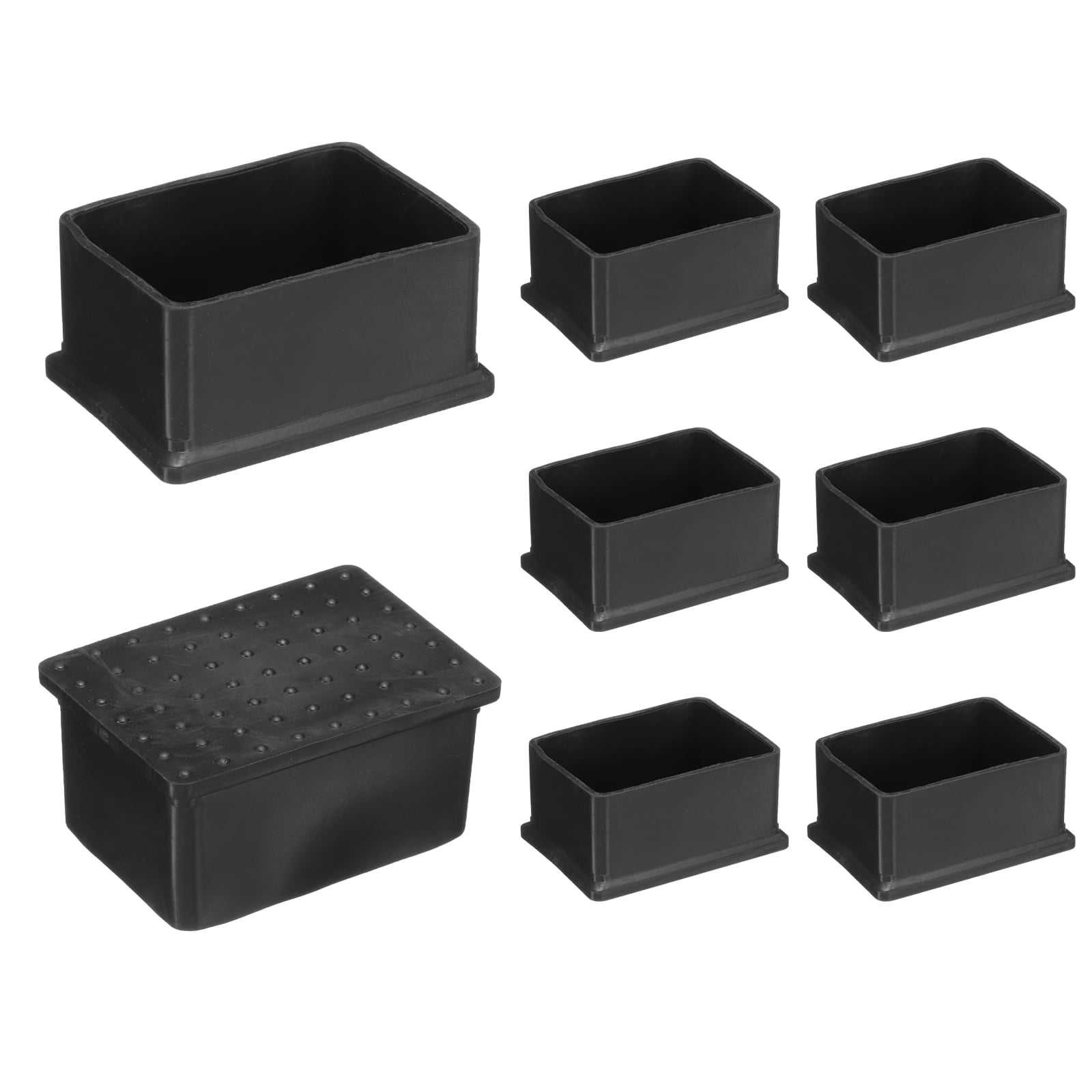 Uxcell 8Pcs Rectangle Chair Leg Caps Chair Leg Floor Protector, Black ...