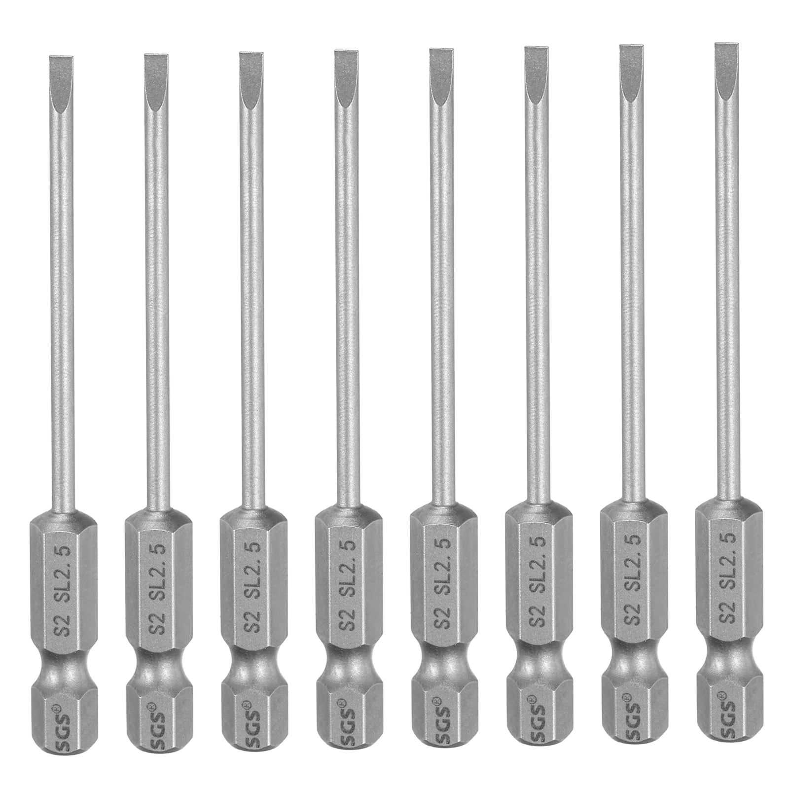 Uxcell 8pcs SL2.5 Slotted Screwdriver Bits 2.5mm Slotted Tip 1/4" Hex ...