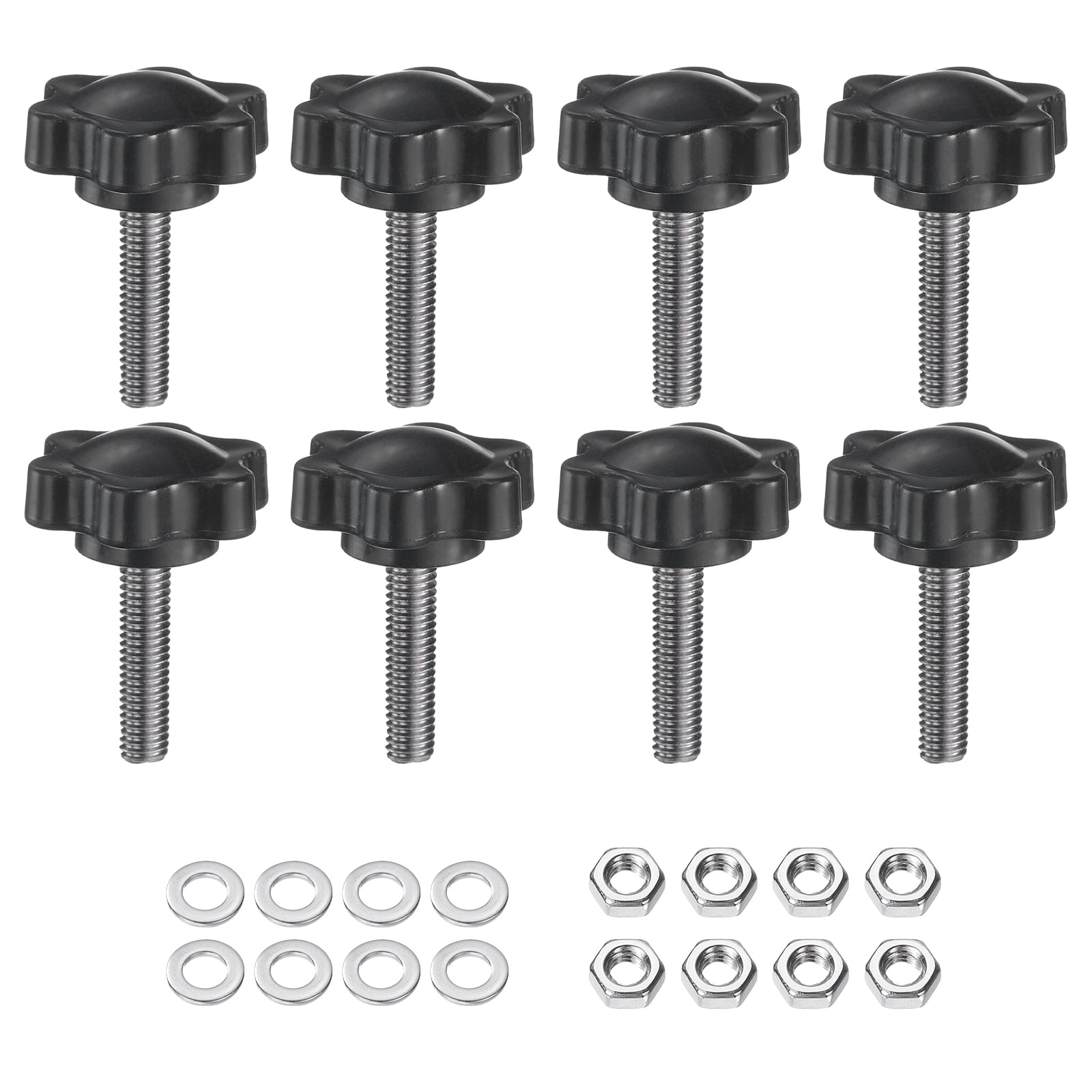 Uxcell 8pcs Star Clamping Knobs with Nuts Washers M5 x 20mm 304 ...