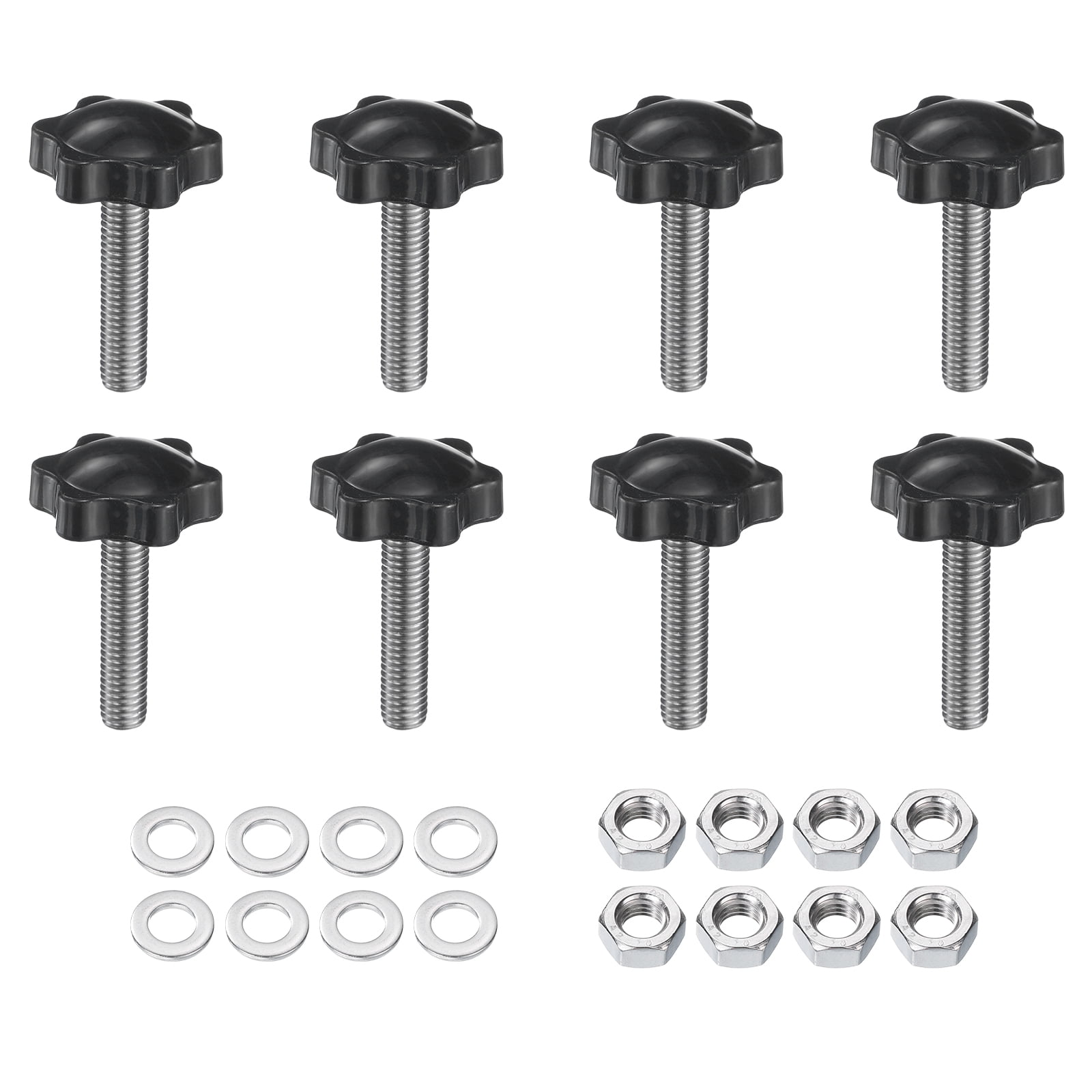Uxcell 8pcs Star Clamping Knobs with Nuts Washers M8 x 35mm 304 Stainless Steel Stud 32mm 6-Star ...