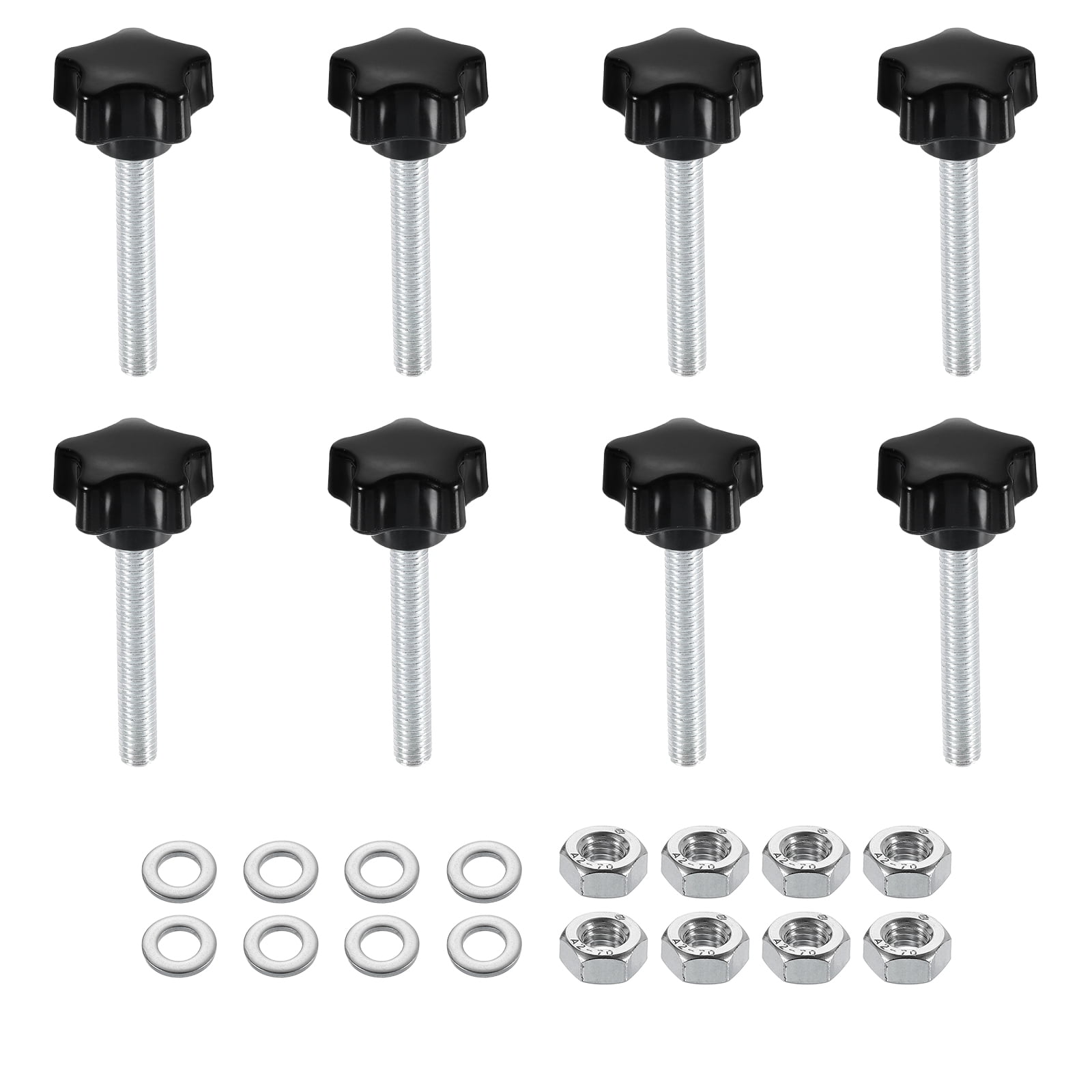 Uxcell 8pcs Star Knobs M6 x 40mm Zinc Plated Steel Stud 25mm 5-Star Head Nuts Washers - Walmart.com