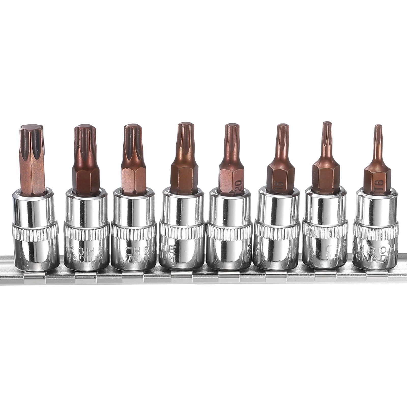 Uxcell 8pcs T8-T40 Torx Bit Socket Set 1/4" Square Drive Star 6 Point Extension Impact Bit Power ...