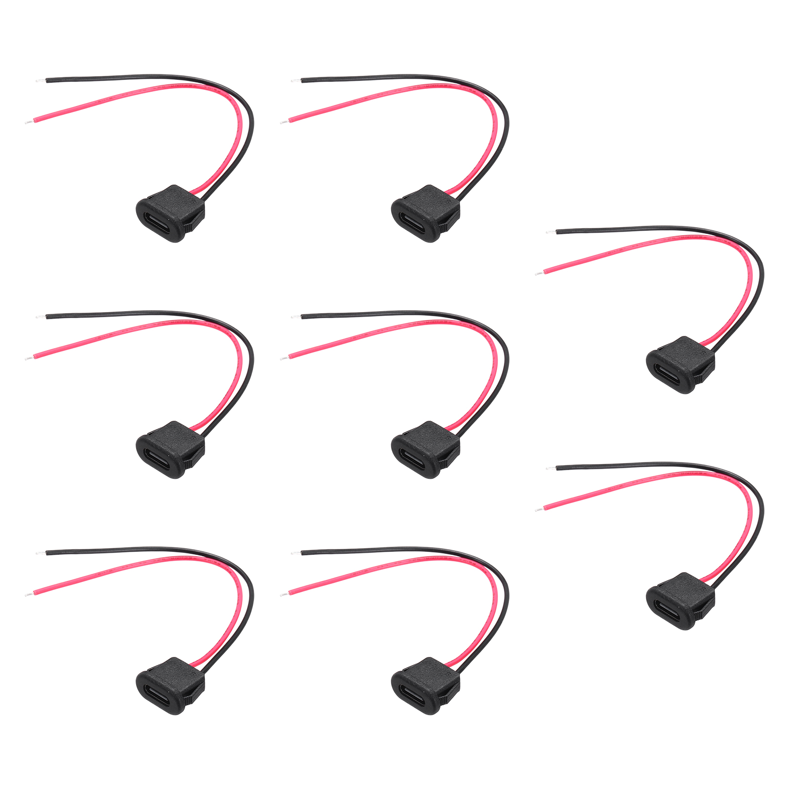 Uxcell 8pcs Type-C Female Chassis 2 Pin Wire, 5V 3A Square USB-C Female ...