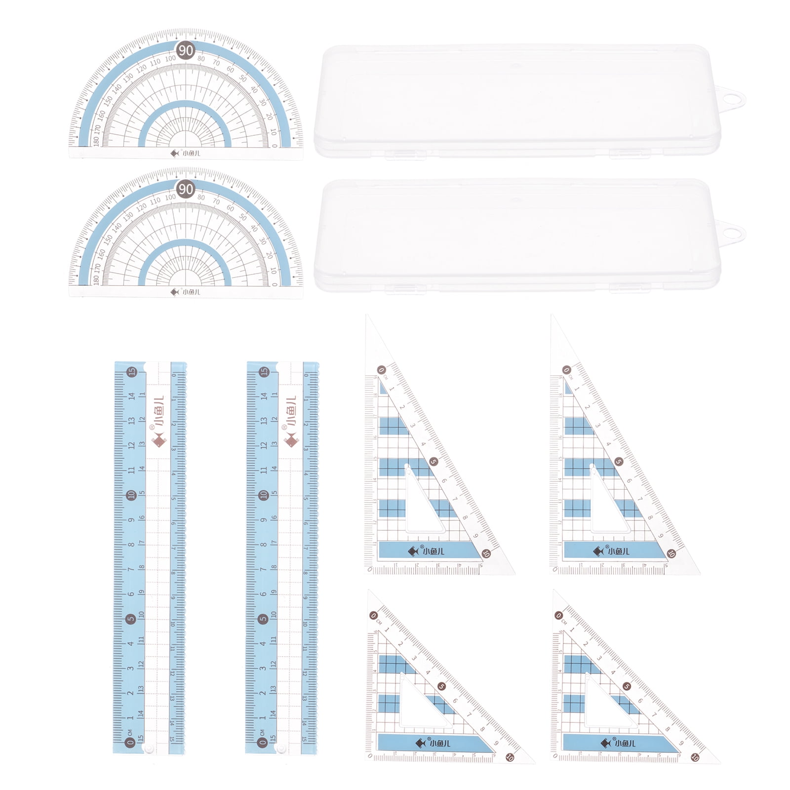 Uxcell 8piece Ruler Set 15cm Straight Ruler Protractor Triangle ...