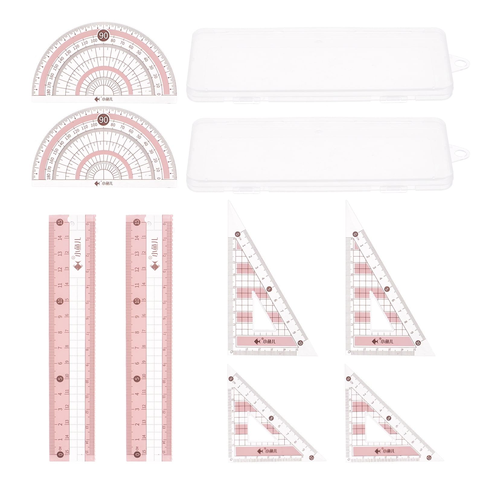 Uxcell 8piece Ruler Set 15cm Straight Ruler Protractor Triangle ...