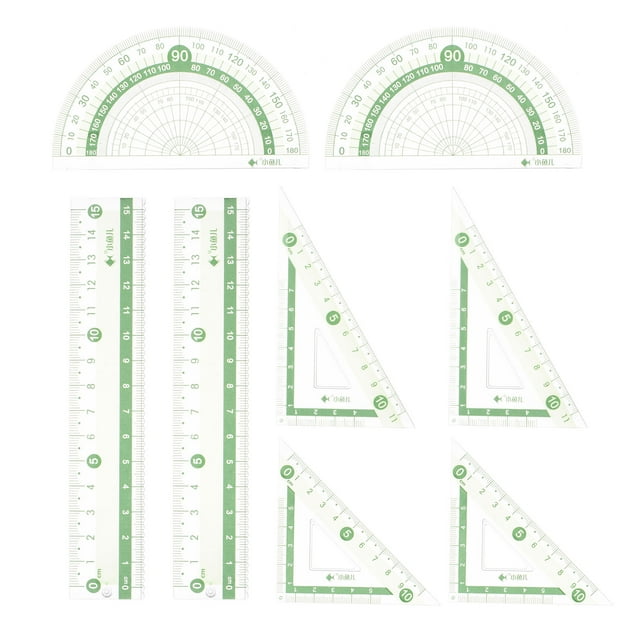Uxcell 8piece Ruler Set 15cm Straight Ruler Protractor Triangle Rulers ...