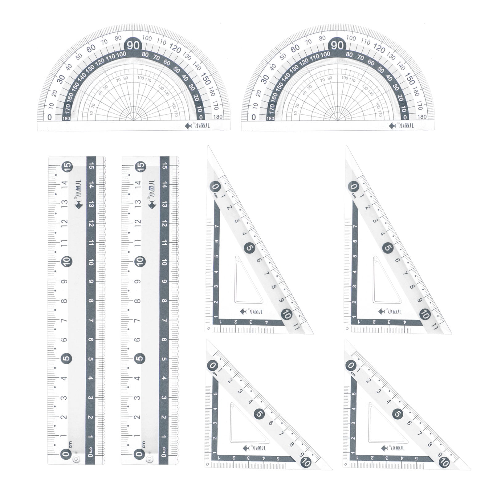 Uxcell 8piece Ruler Set 15cm Straight Ruler Protractor Triangle Rulers ...