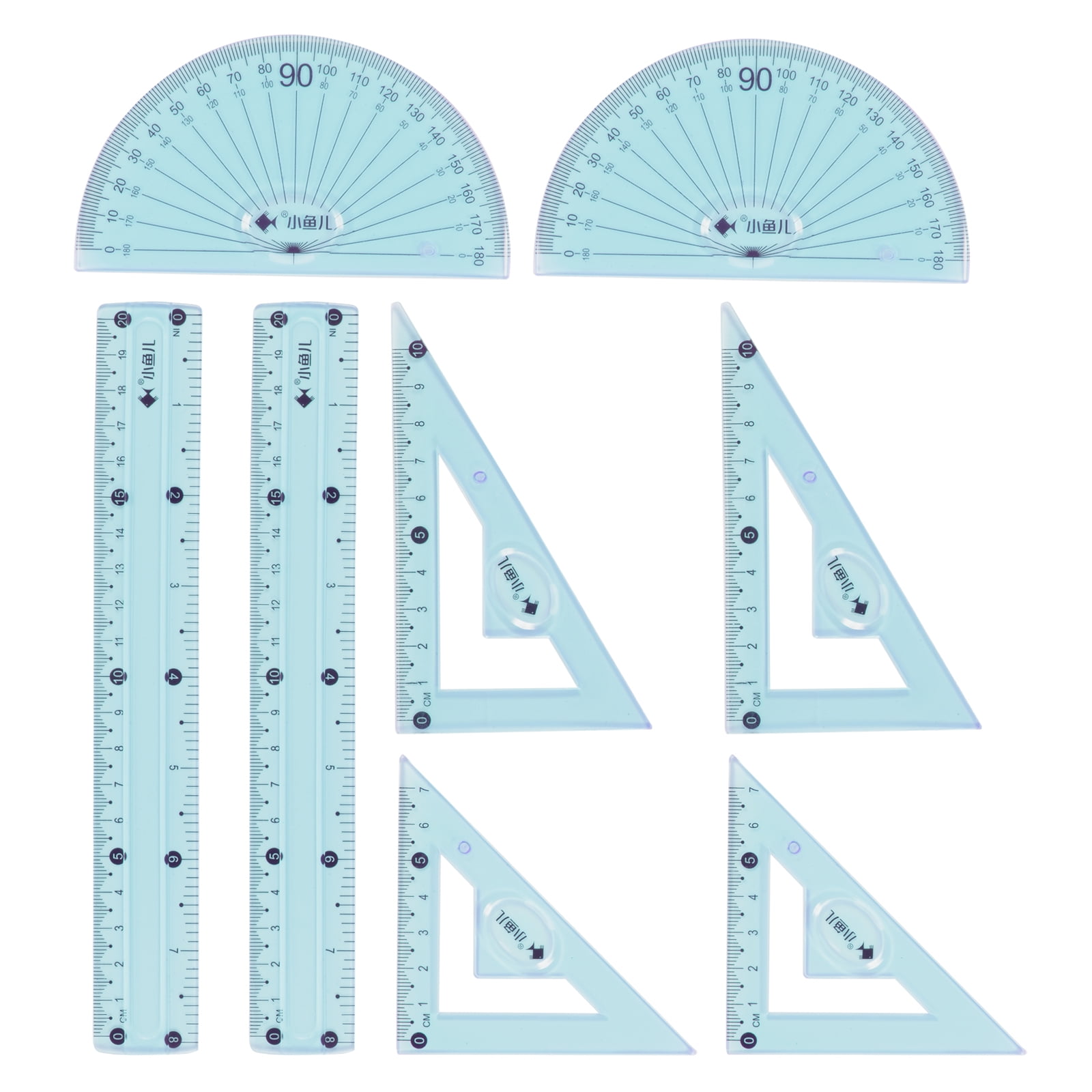 Uxcell 8piece Ruler Set 20cm/8" Soft Straight Ruler Protractor Triangle ...