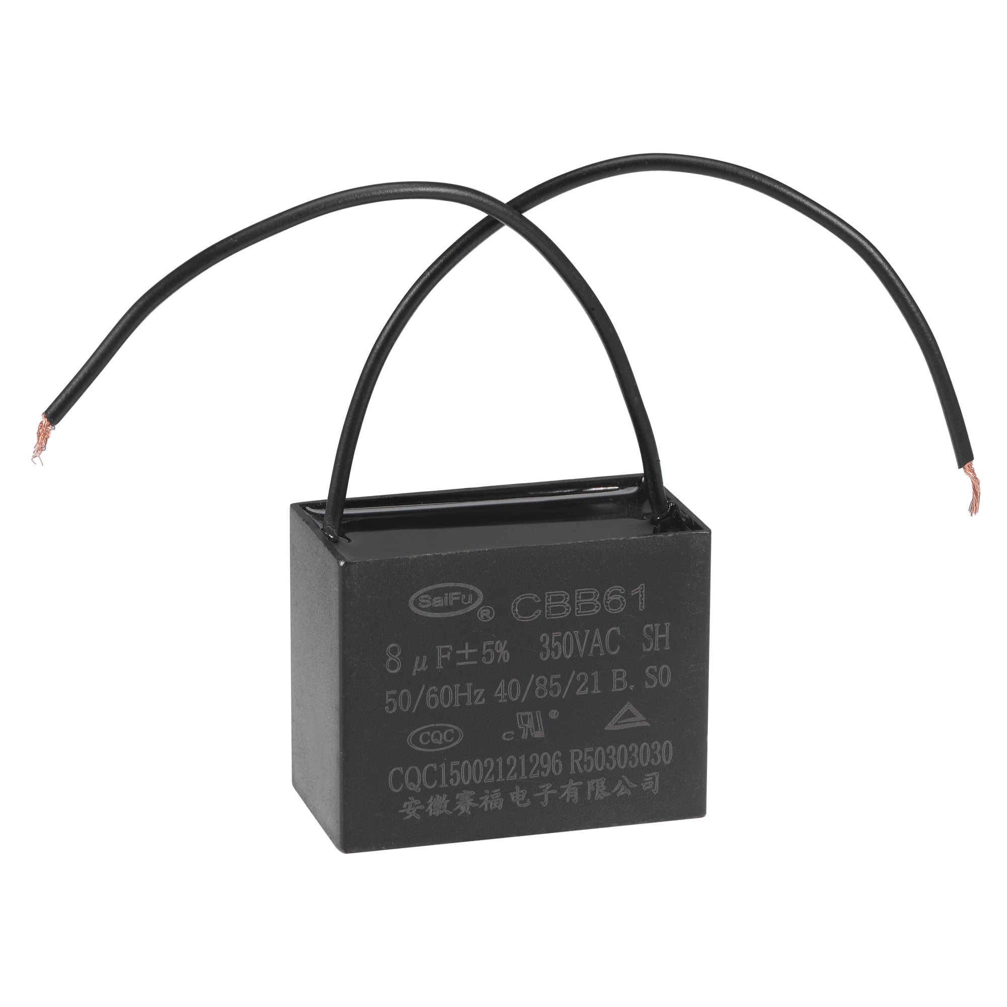 Uxcell 8uF 350V AC 2 Wires CBB61 Ceiling Fan Capacitor 1 Pack - Walmart.com