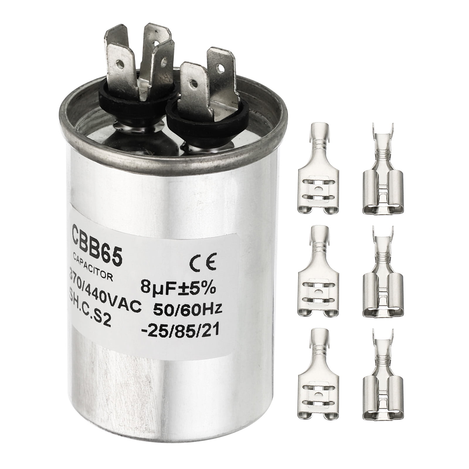 Uxcell 8uf 8MDF 370/440VAC Fan Start Capacitor, CBB65 Circular Run Capacitor with Connecting ...