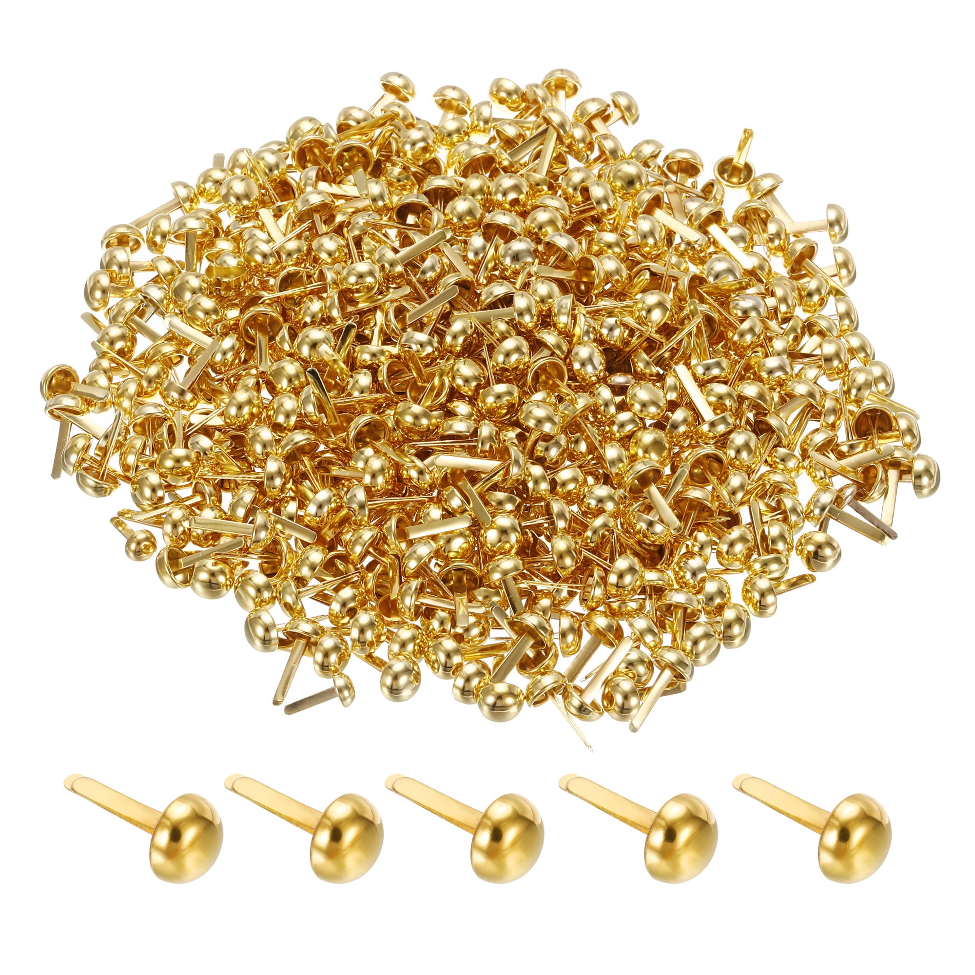 Uxcell 8x16mm Mini Brads Round Paper Fasteners for Art Crafting, Gold Tone 500pack - Walmart.com