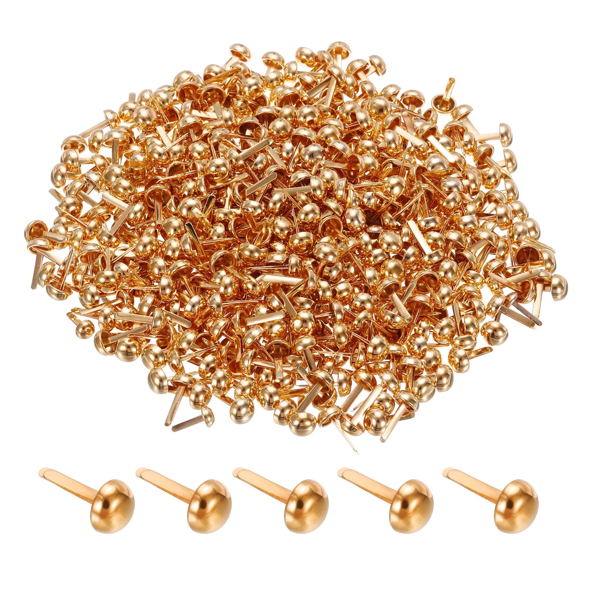 Uxcell 8x16mm Mini Brads Round Paper Fasteners for Art Crafting, Rose Gold 500pack - Walmart.com