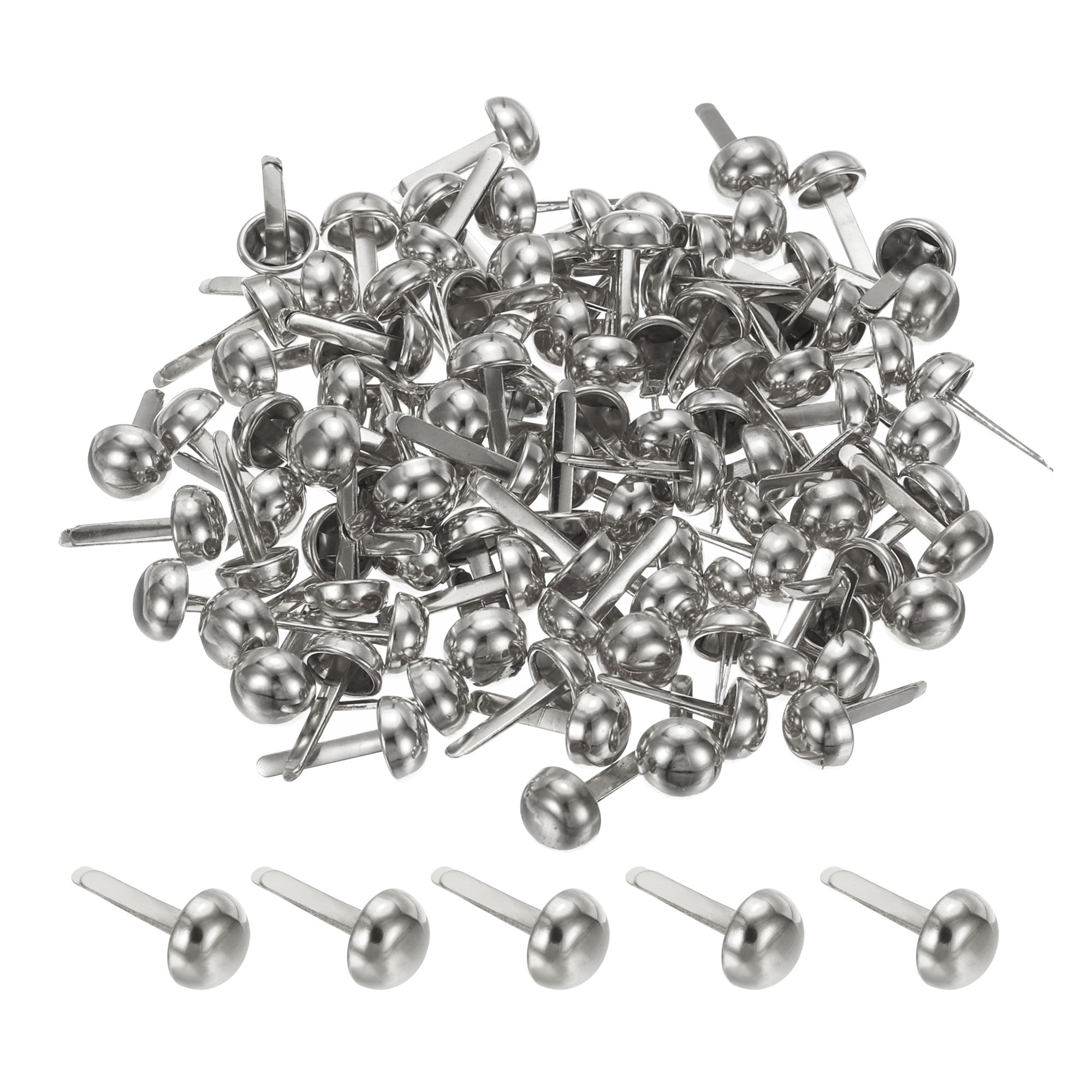 Uxcell 8x16mm Mini Brads Round Paper Fasteners for Art Crafting, Silver ...