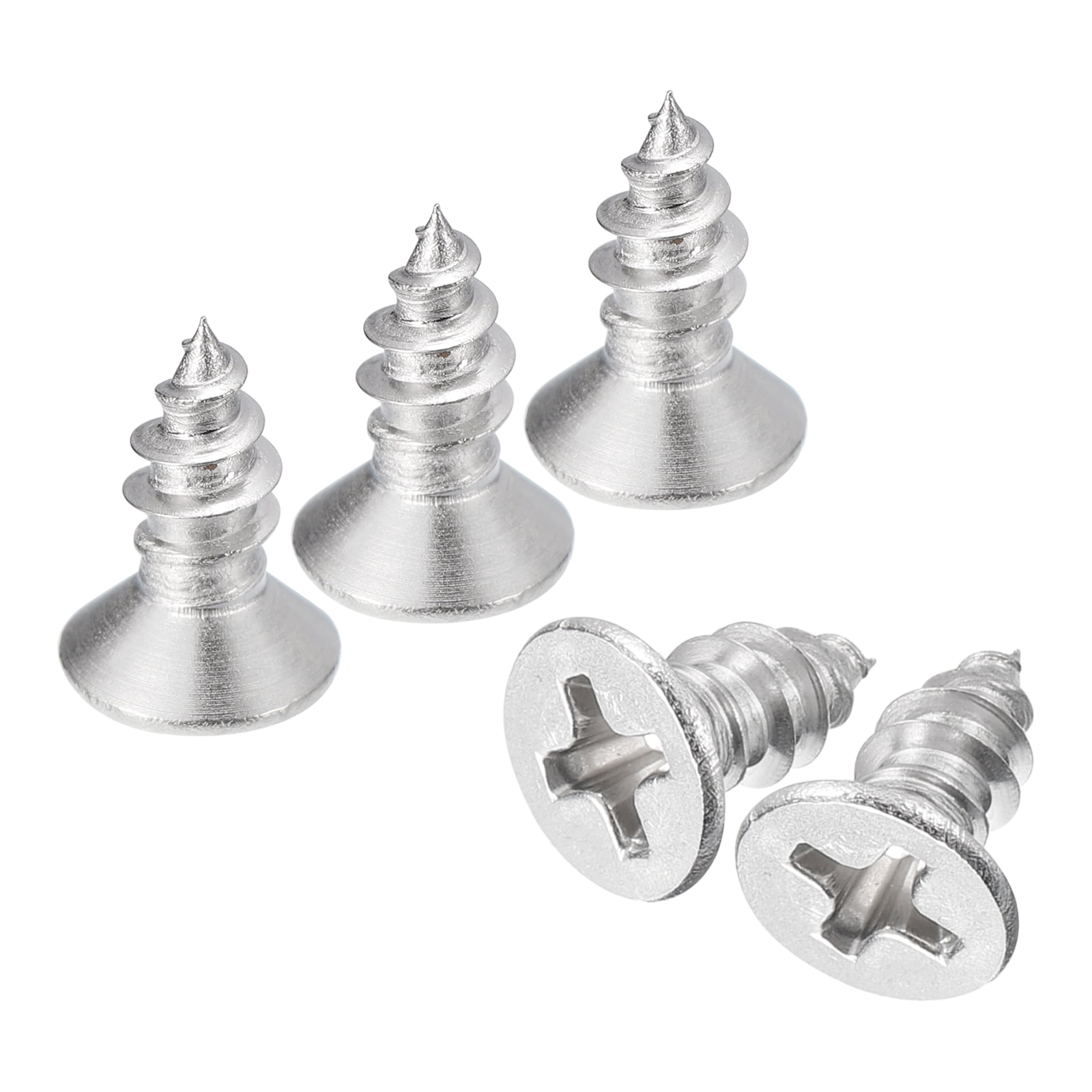 Uxcell #8x3/8" Wood Screws, 50 Pack Flat Head Phillips Self Tapping Screws 304 Stainless Steel ...