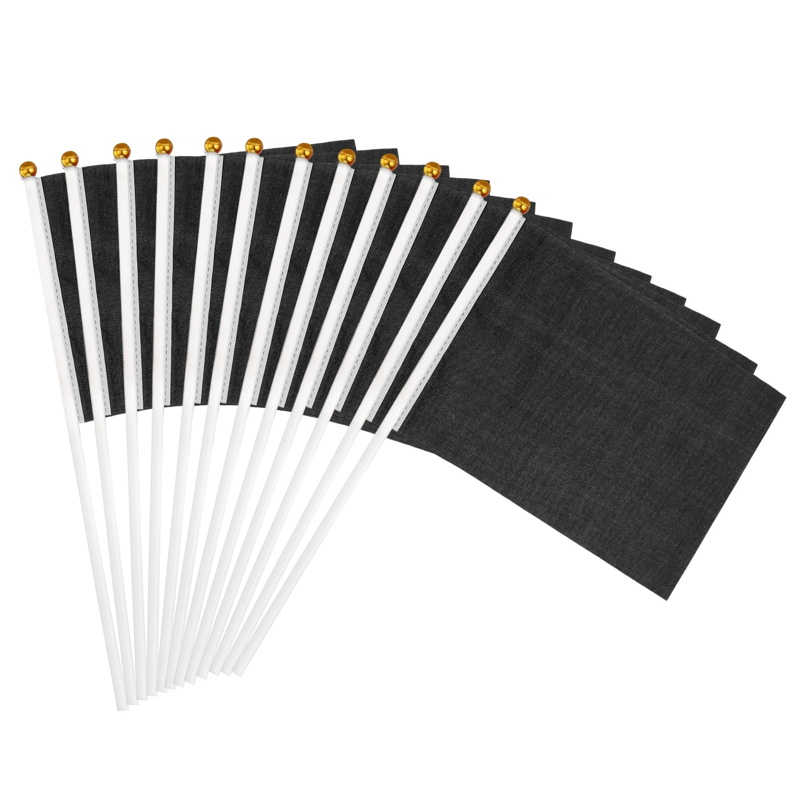 Uxcell 8x3 Inch Black Blank Stick Flag, 12Pcs Handheld Solid Color Flag ...