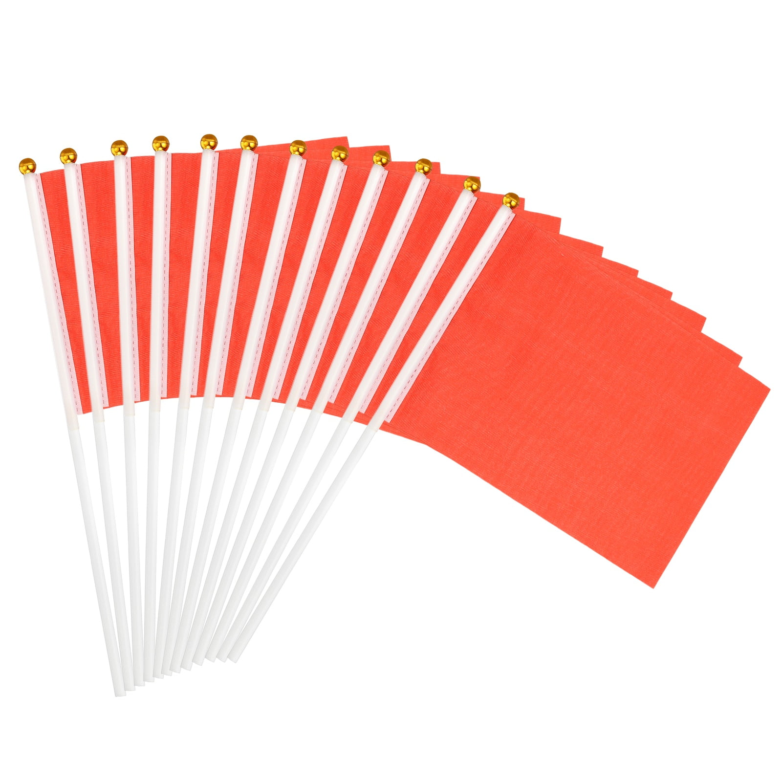 Uxcell 8x3 Inch Red Blank Stick Flag, 12Pcs Handheld Solid Color Flag ...