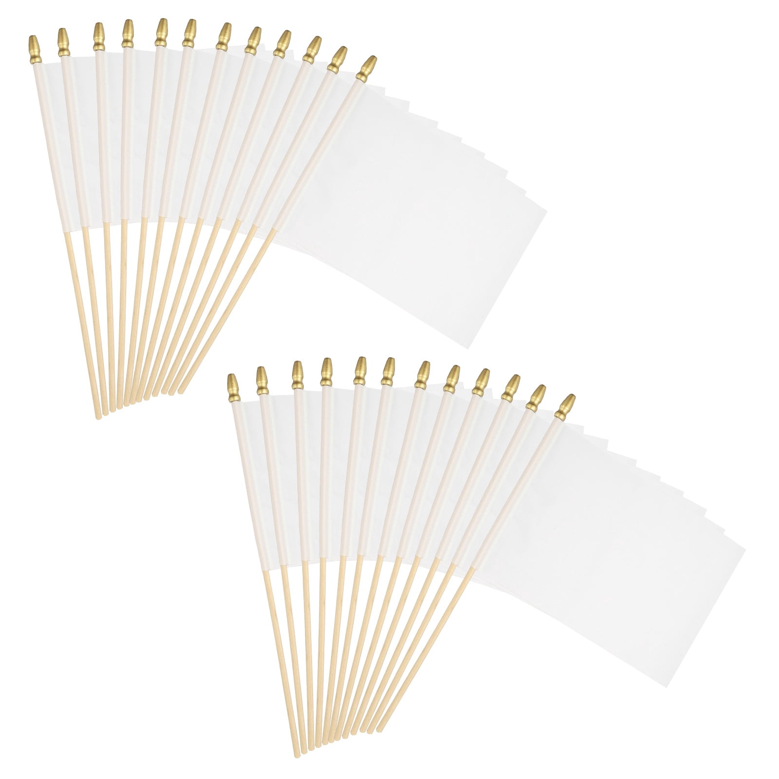 Uxcell 8x3 Inch White Blank Stick Flag, 24Pcs Wooden Pole Handheld ...