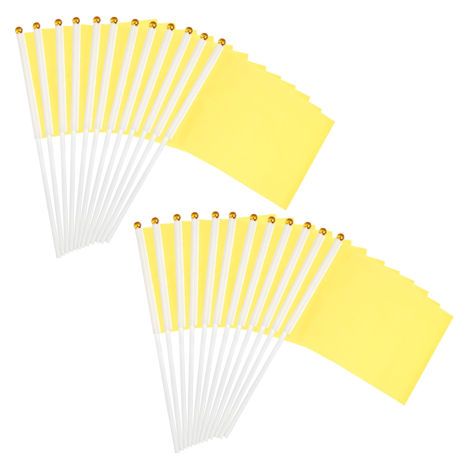 Uxcell 8x3 Inch Yellow Blank Stick Flag, 12Pcs Handheld Solid Color ...
