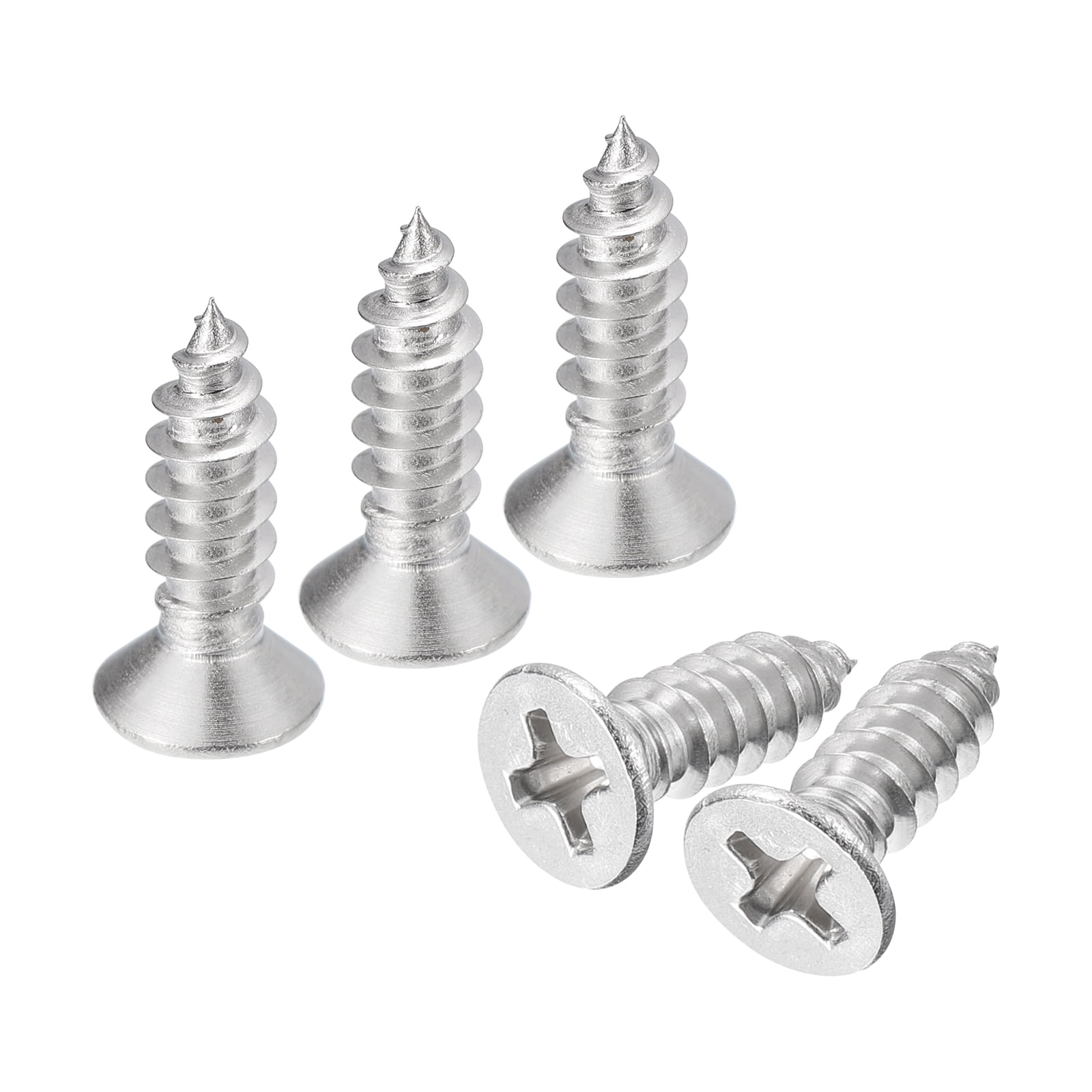 Uxcell #8x5/8" Wood Screws, 50 Pack Flat Head Phillips Self Tapping Screws 304 Stainless Steel ...