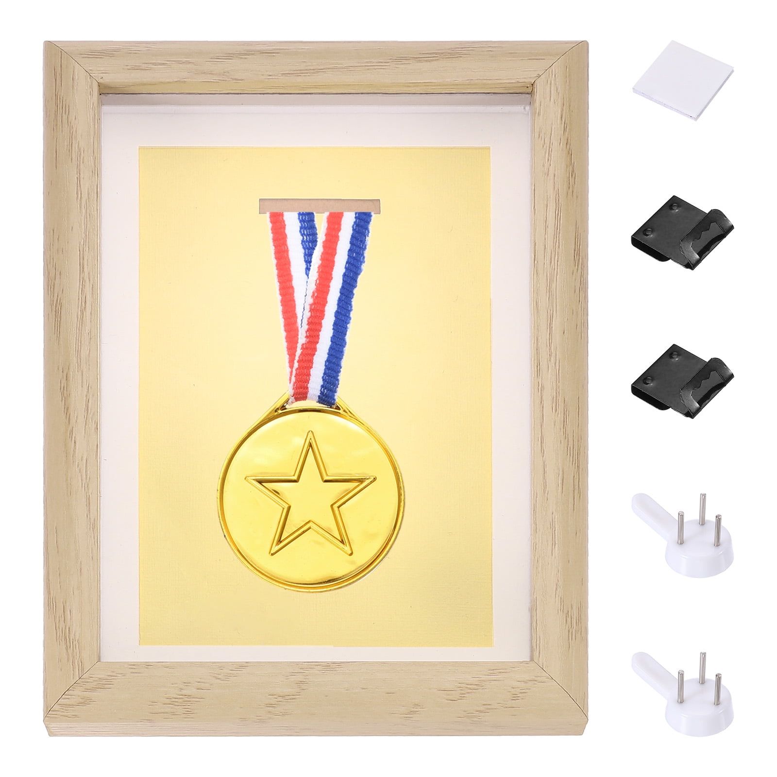 Uxcell 8x6" Shadow Box Frame, 7" Wooden Medal Display Case Shadow Box ...