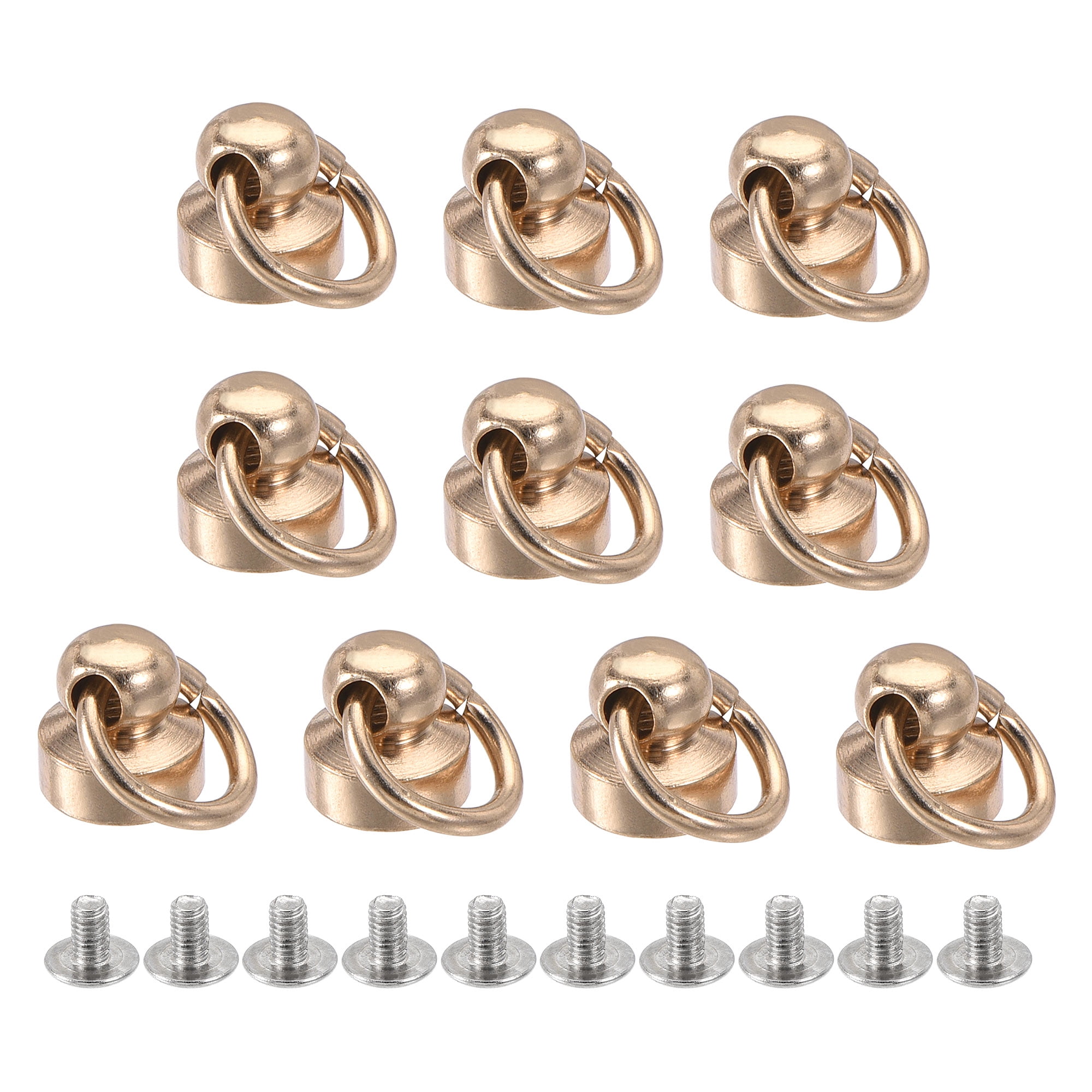 Uxcell 8x8mm Pull Ring Rivets Studs Brass Electroplating Champagne Gold ...