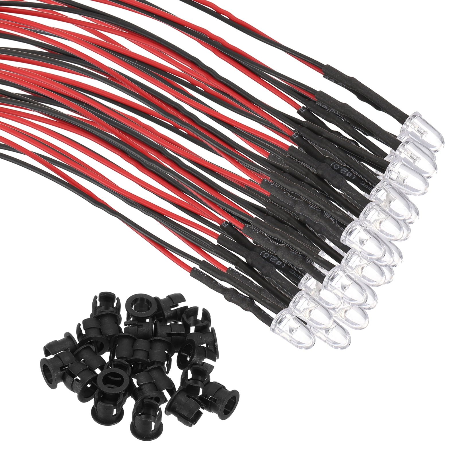 Uxcell 9-12V 5mm Pre Wired LED Diode Lights Set,25Pc 7.9" Light ...