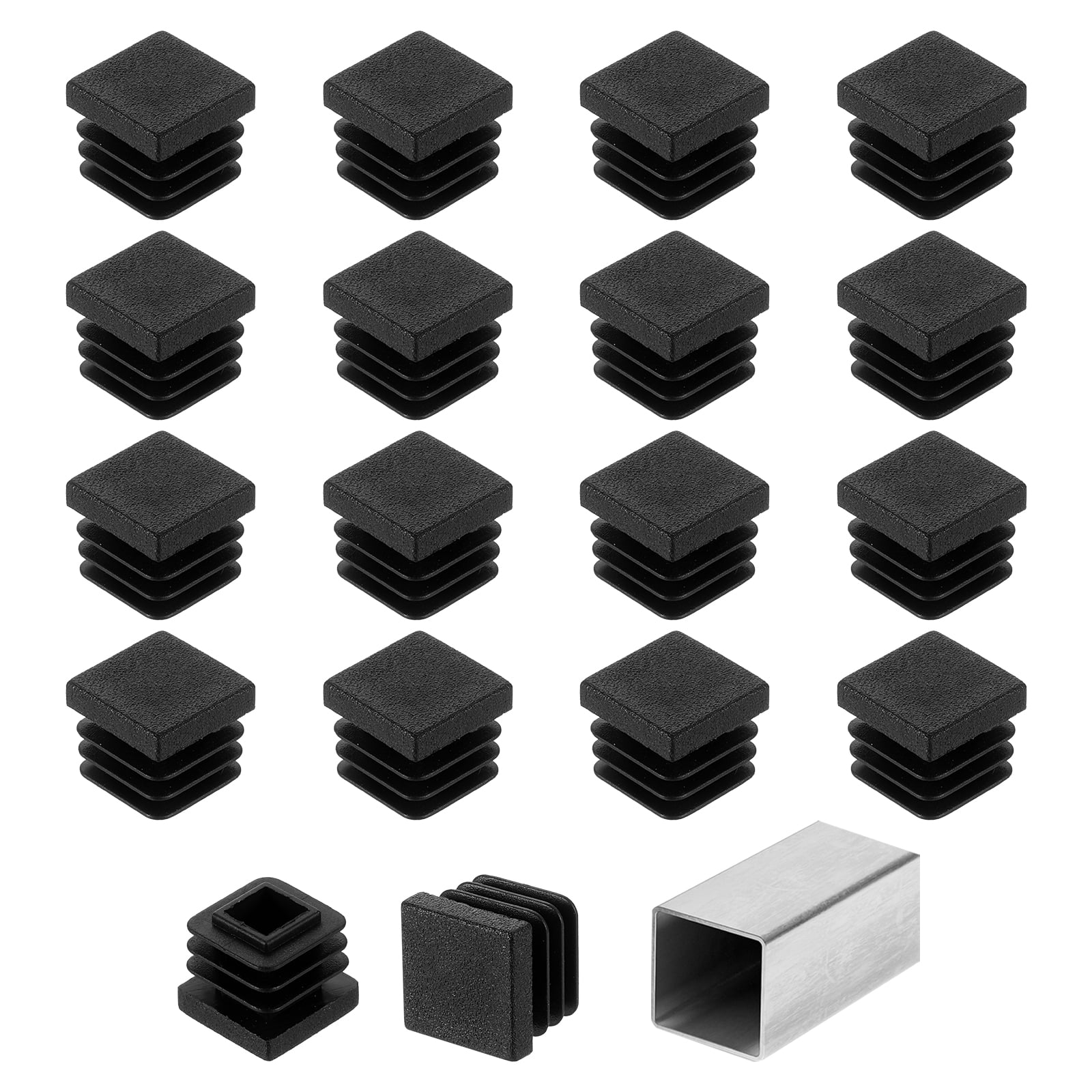 Uxcell 9/16" (15mm) Square Tubing End Caps, 50 Pcs Plastic Hole Plugs ...