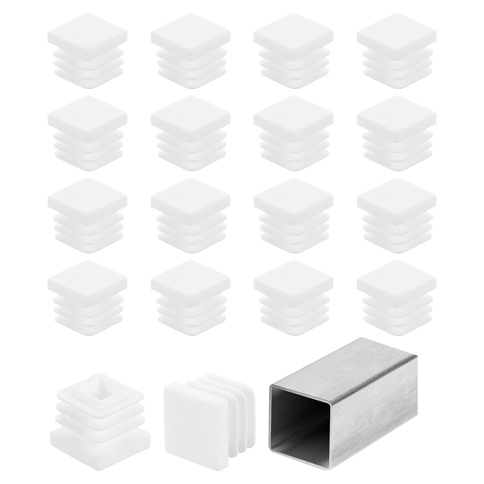 Uxcell 9/16" (15mm) Square Tubing End Caps, 50 Pcs Plastic Hole Plugs ...
