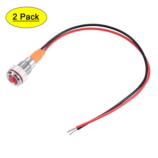 Uxcell 9-24V 8mm M8 Metal Waterproof Panel Mount Red LED Indicator ...