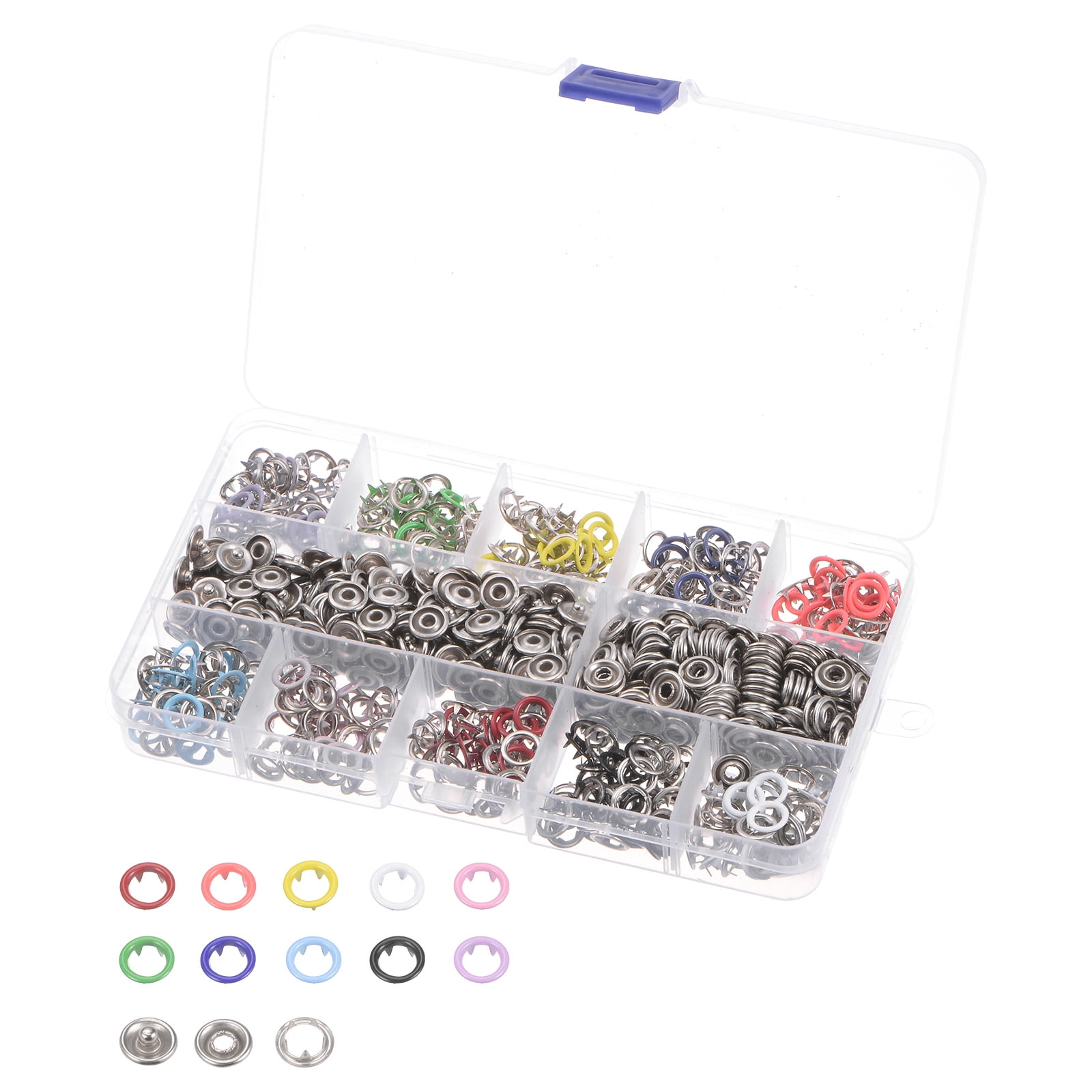 Uxcell 9.5mm 10 Colors Metal Snaps Buttons Kit for Sewing Crafting Snap ...