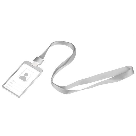 Uxcell 9.5x5.8cm Vertical Aluminum Badge Holder with Flat Clip Lanyard ...