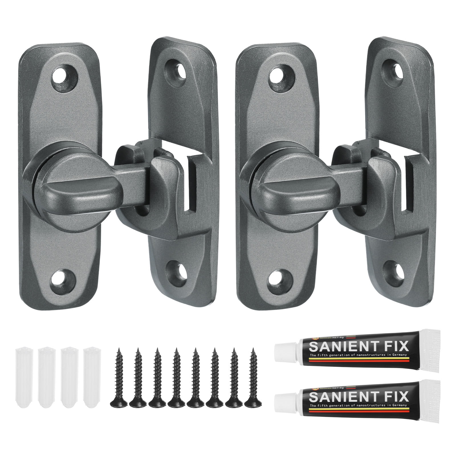 Uxcell 90/180°Barn Door Lock, No Drilling Zinc Alloy Flip Gate Sliding ...