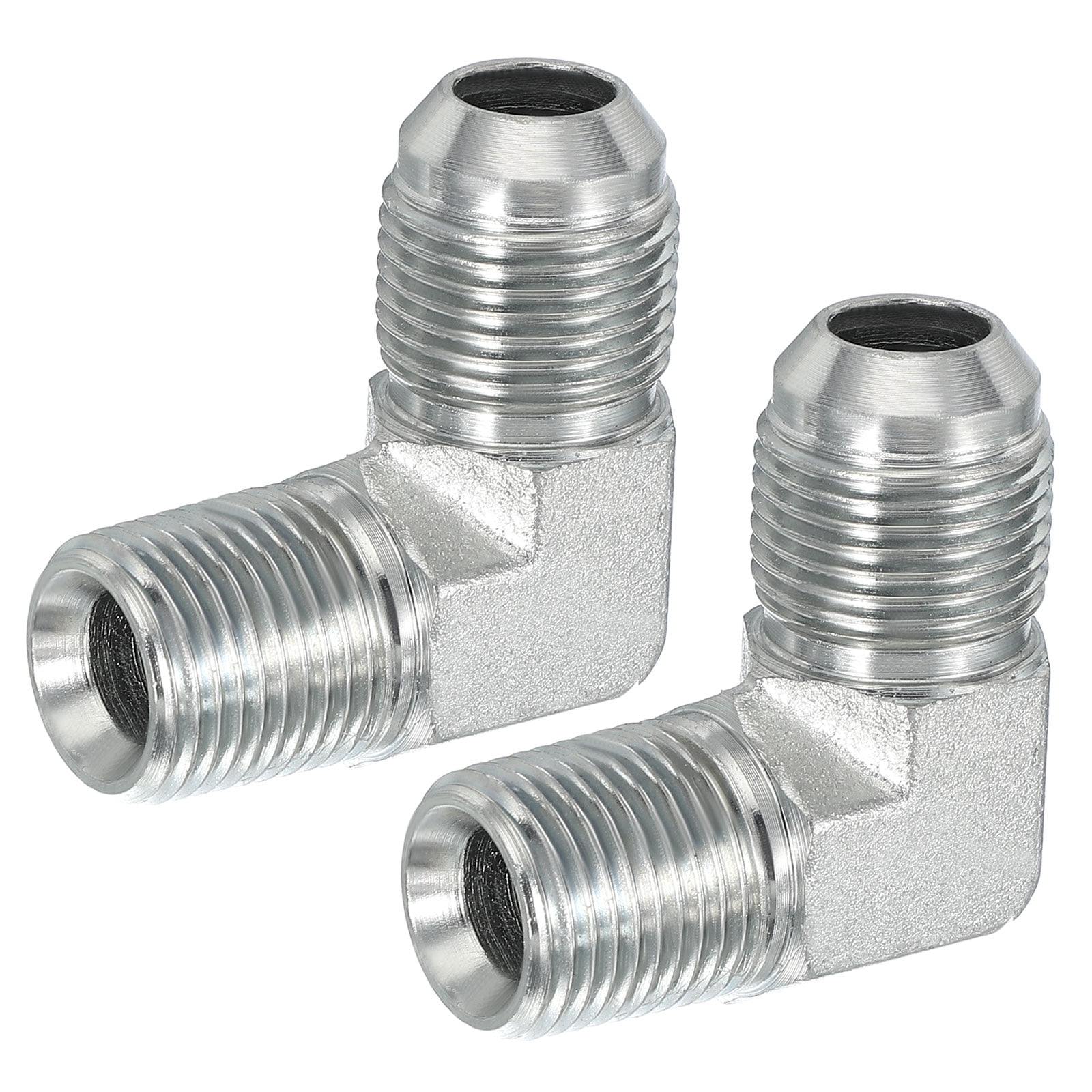 Uxcell 90 Degree Pipe Adapter, 2 Pcs 7/8" Male 37° Flare JIC x 1/2" BSPT Male Connector Carbon ...