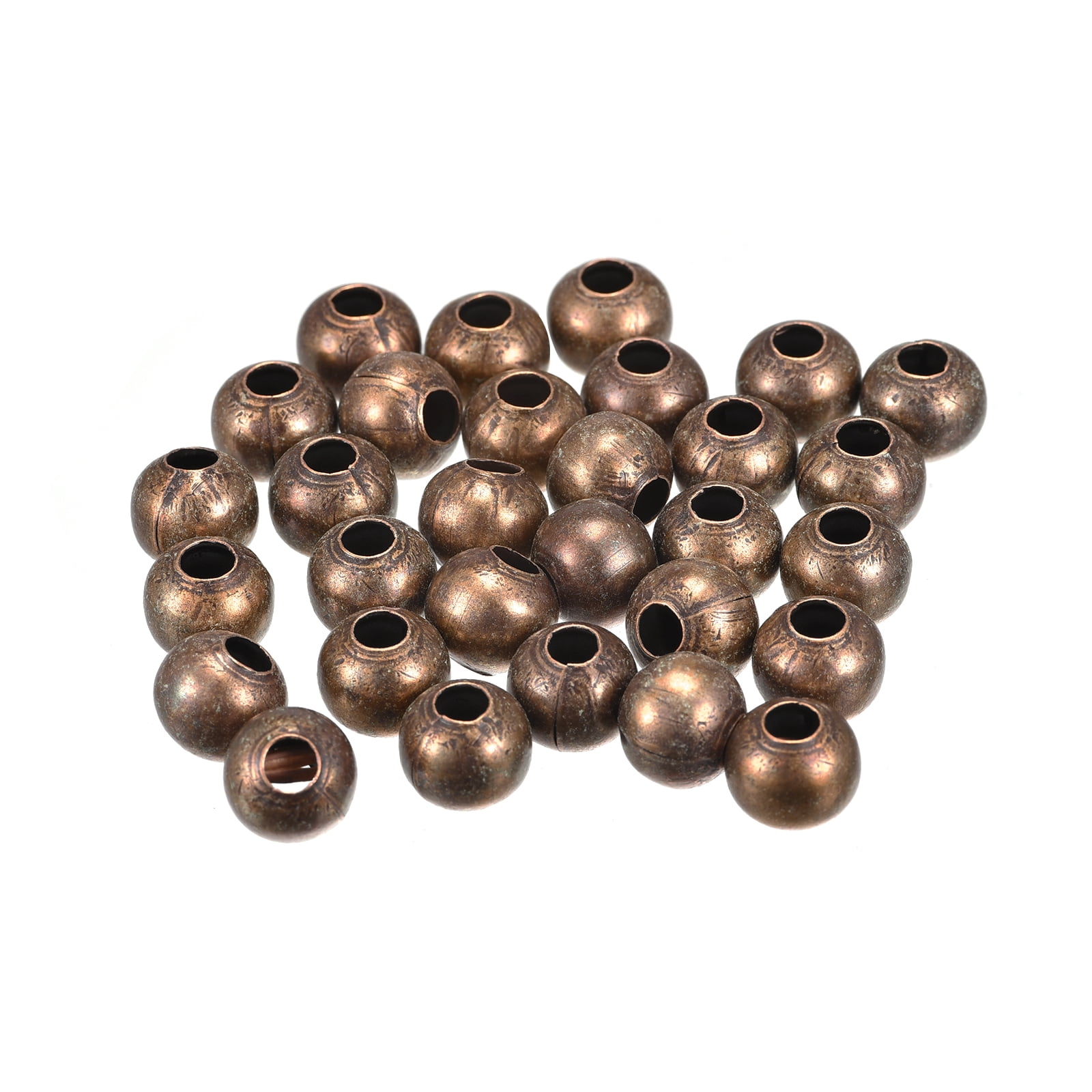 Uxcell 90 Pack 10mm Round Spacer Beads Making Spacer Loose Ball Bead ...