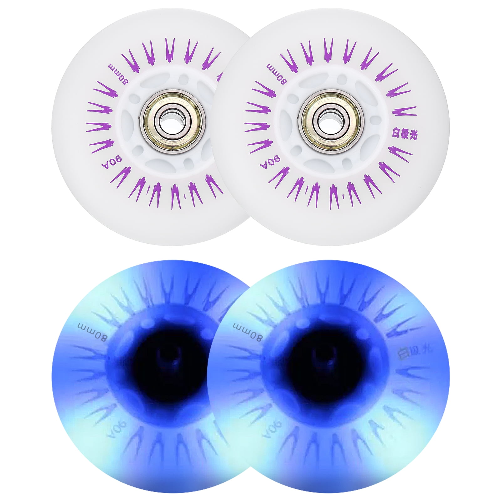Uxcell 90A PU Light Up Inline Skate Wheels 80mm LED Flashing Inline ...