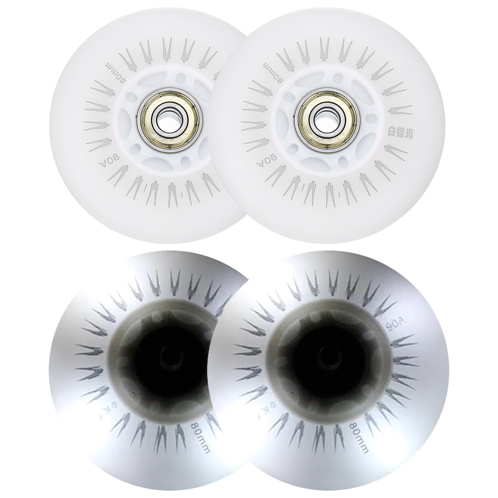 Uxcell 90A PU Light Up Inline Skate Wheels 80mm LED Flashing Inline ...