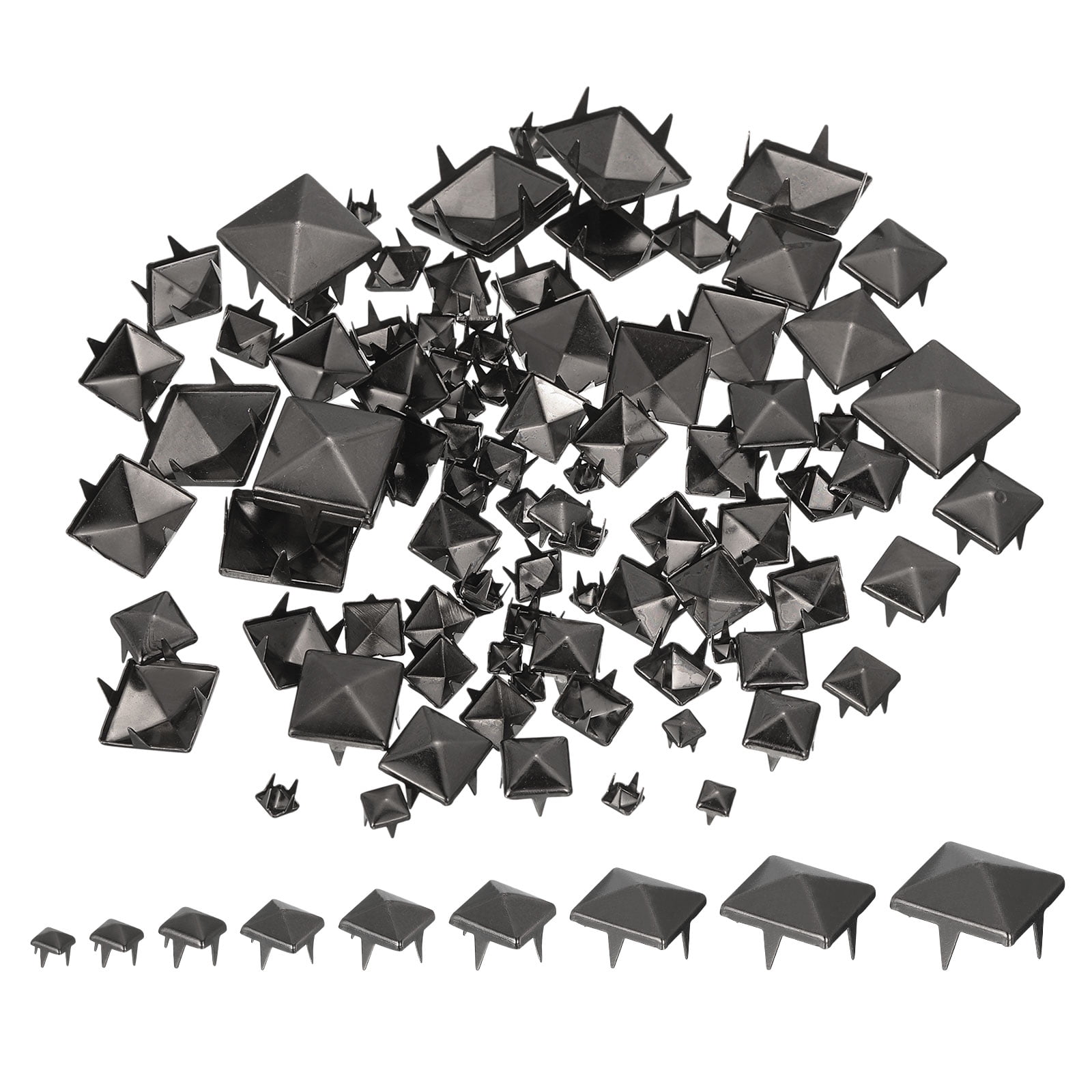 Uxcell 90Pcs Square Pyramid Rivets, 4mm,5mm,6mm,7mm,8mm,9mm,10mm,12mm ...