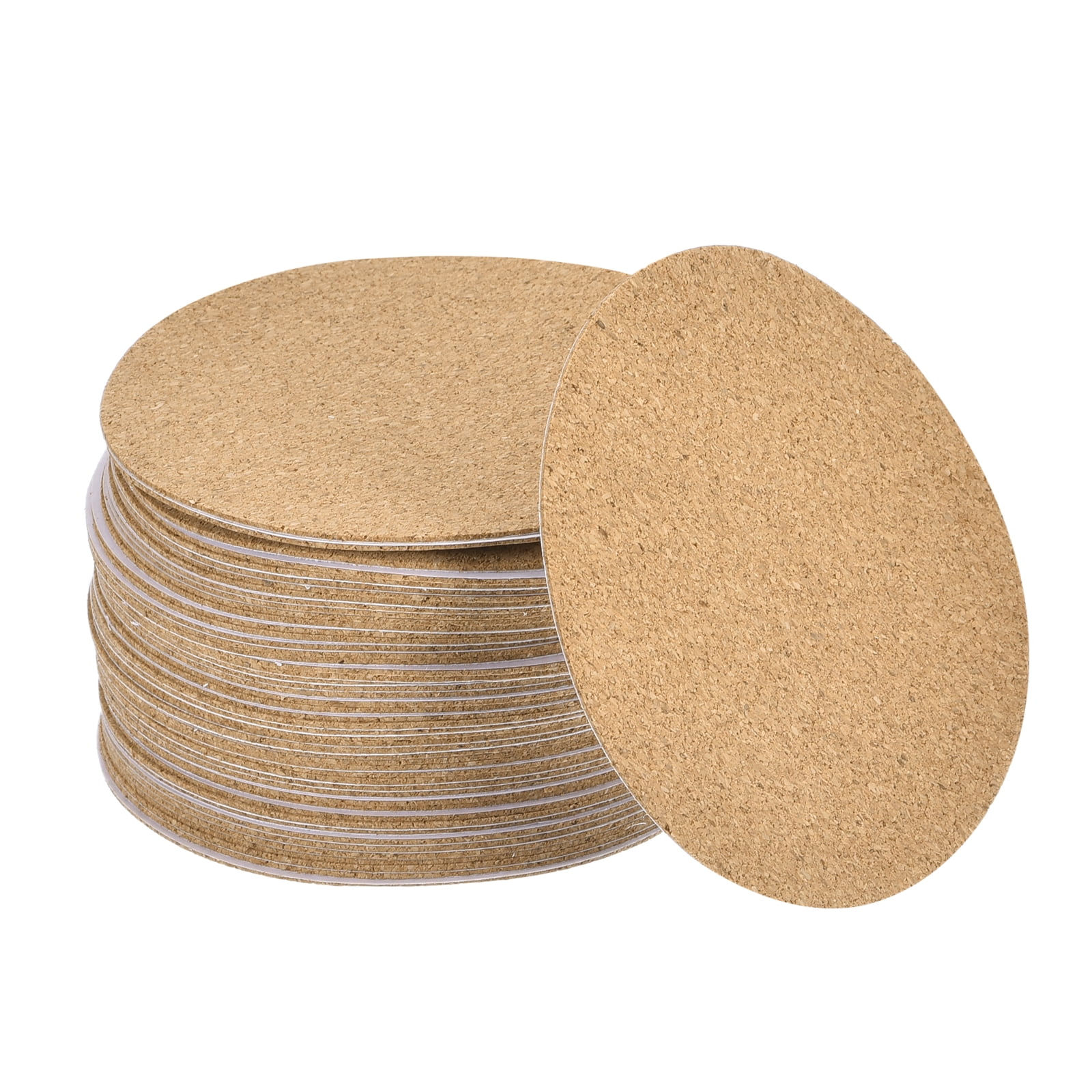 Uxcell 95mm(3.74") Round Coasters 1mm Thick Cork Cup Mat Self-Adhesive ...