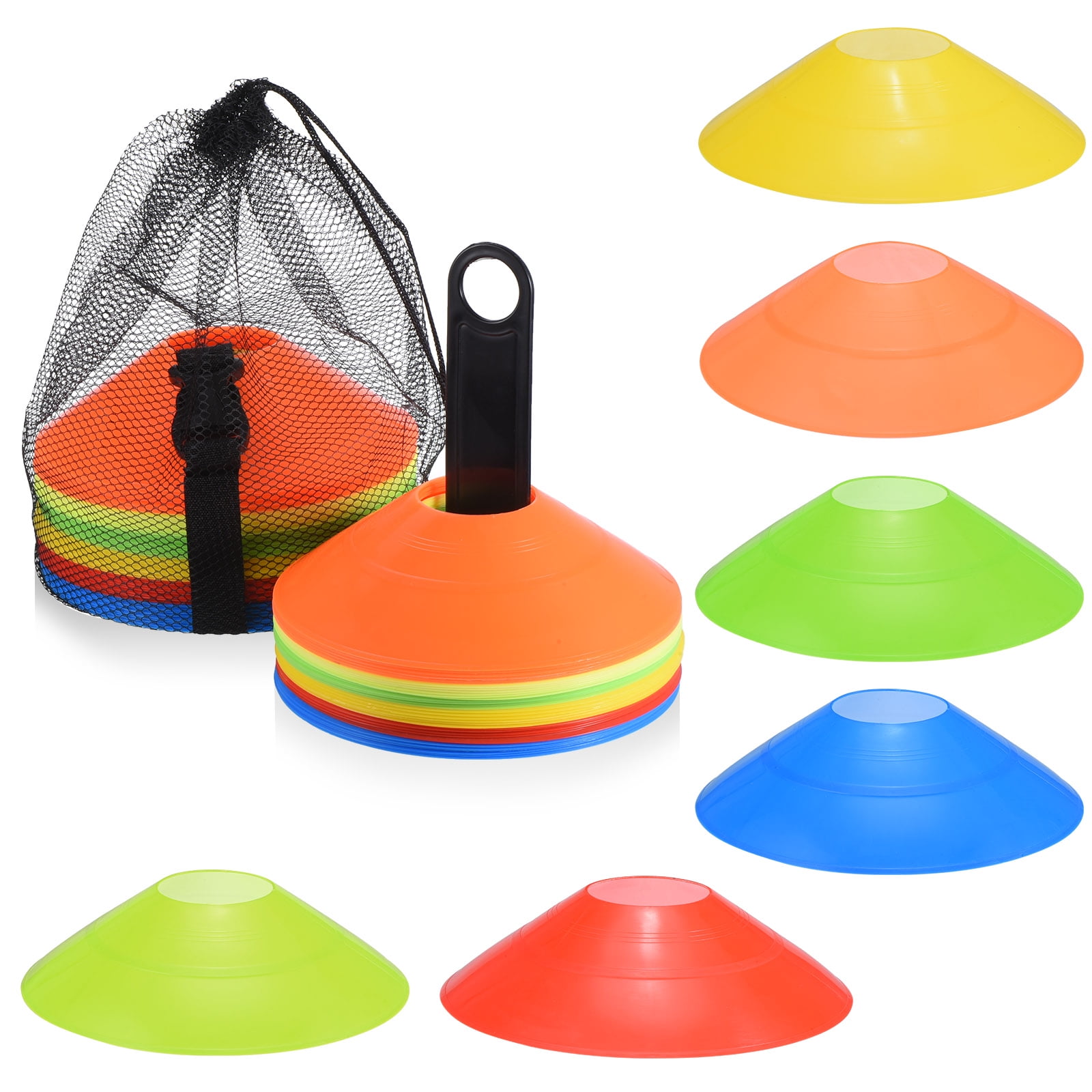 Uxcell 96 Pack Soccer Cones Disc Cones Agility Cones with Strap for Drills Multi Color Sports ...