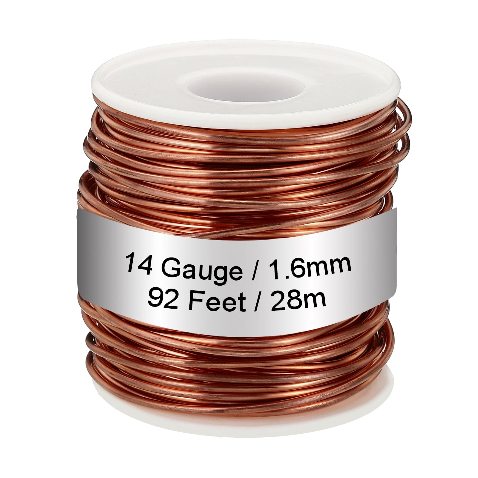 Uxcell 99.9% Soft Copper Wire, 14 Gauge/1.6mm Diameter 92 Feet/28m 1.1 ...