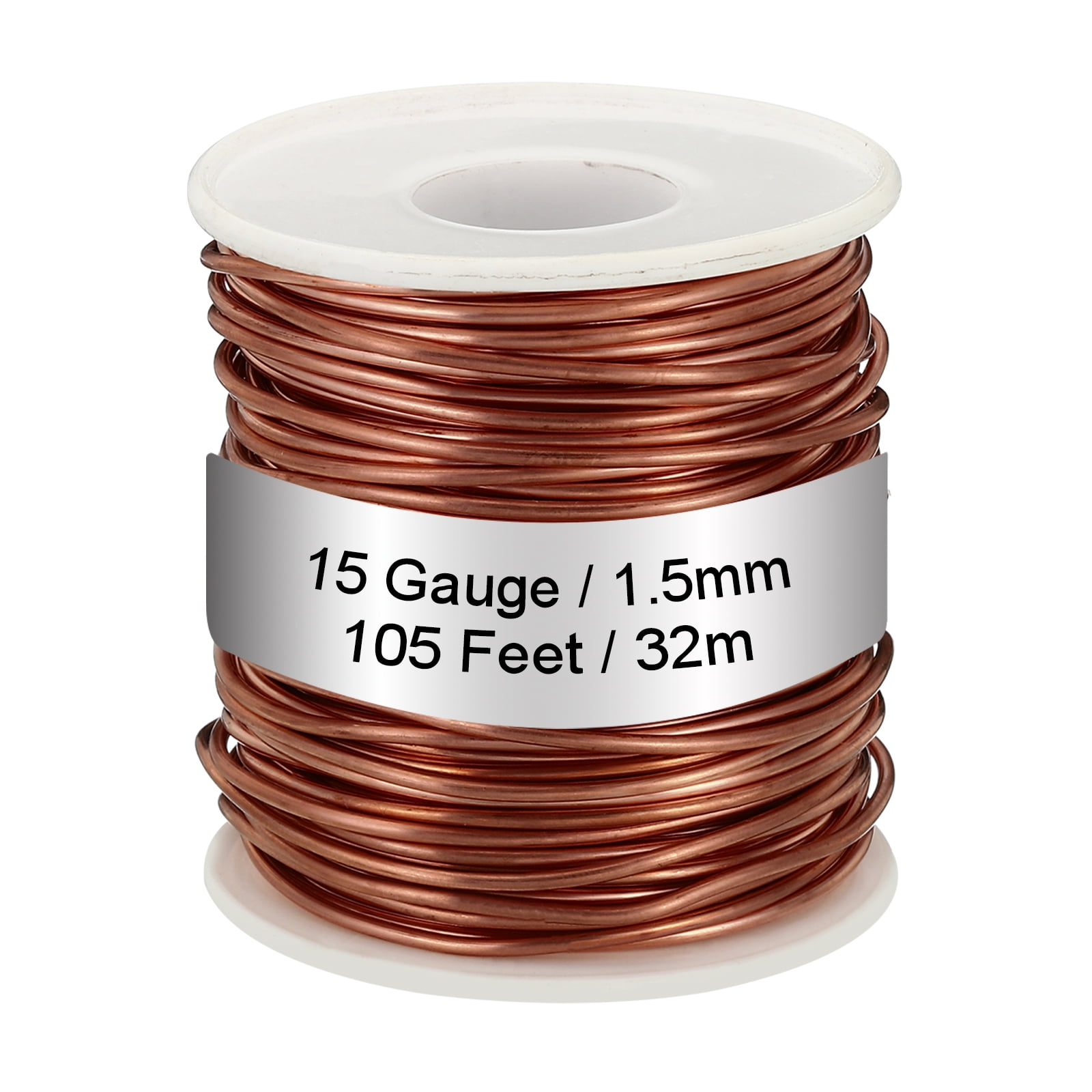 Uxcell 99.9% Soft Copper Wire, 15 Gauge/1.5mm Diameter 105 Feet/32m 1.1 ...