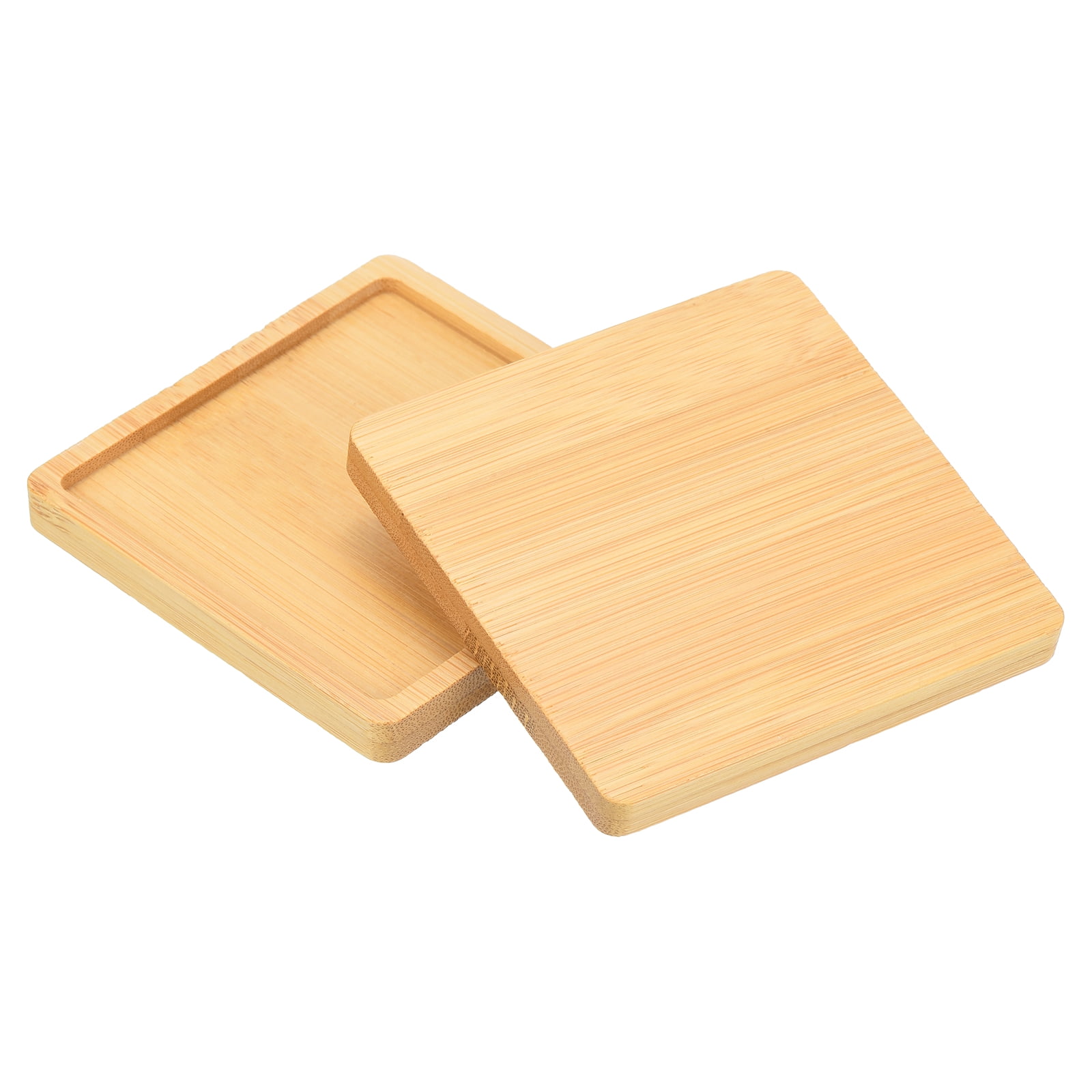 Uxcell 9cm Square Bamboo Plant Pot Saucer Flower Drip Tray for Indoors ...