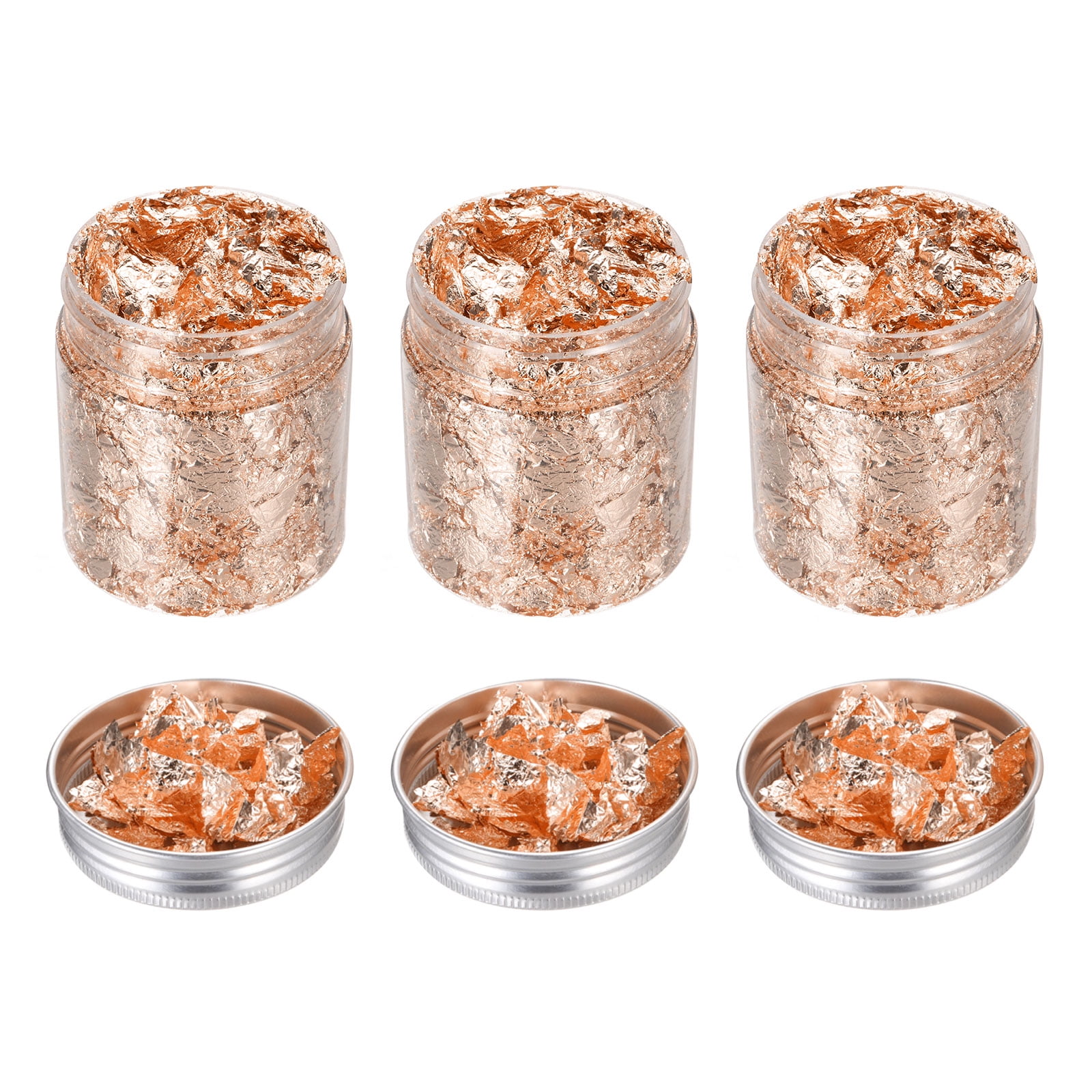Uxcell 9g Gold Flakes 3 Bottles Copper Foil Sheets Imitation Gold Leaf ...